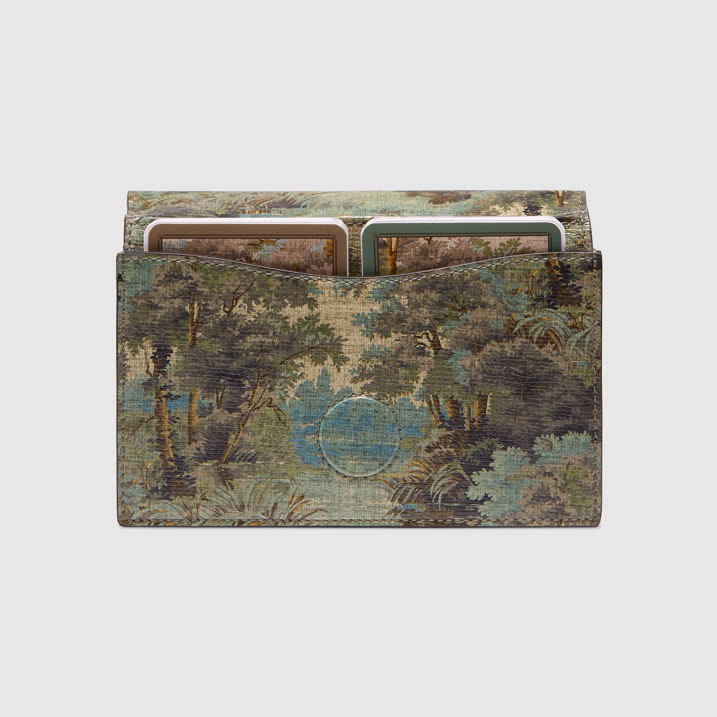 Radura print double card set in brown and green Demetra | GUCCI® UK