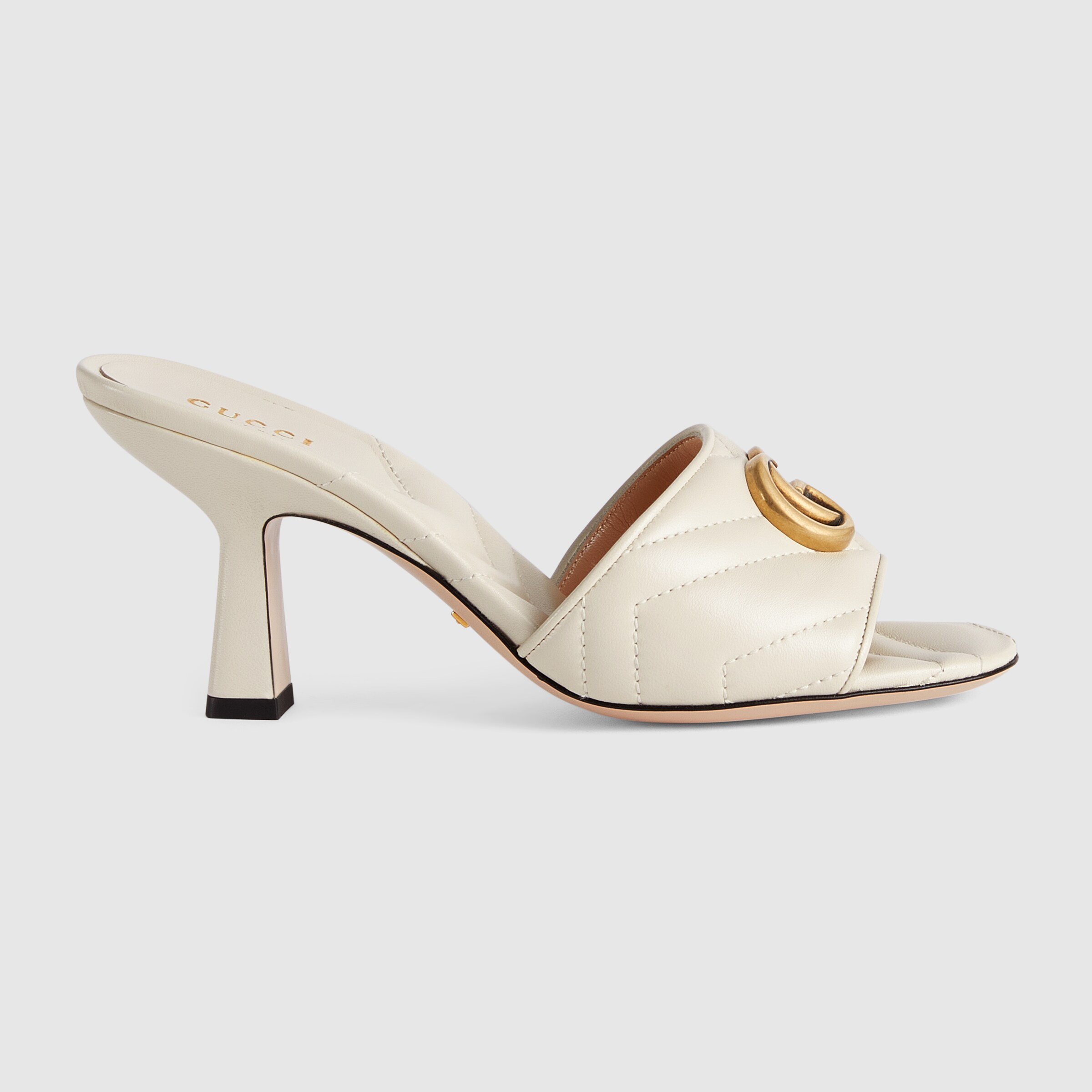 Women's Double G slide sandal in white leather | GUCCI® BE