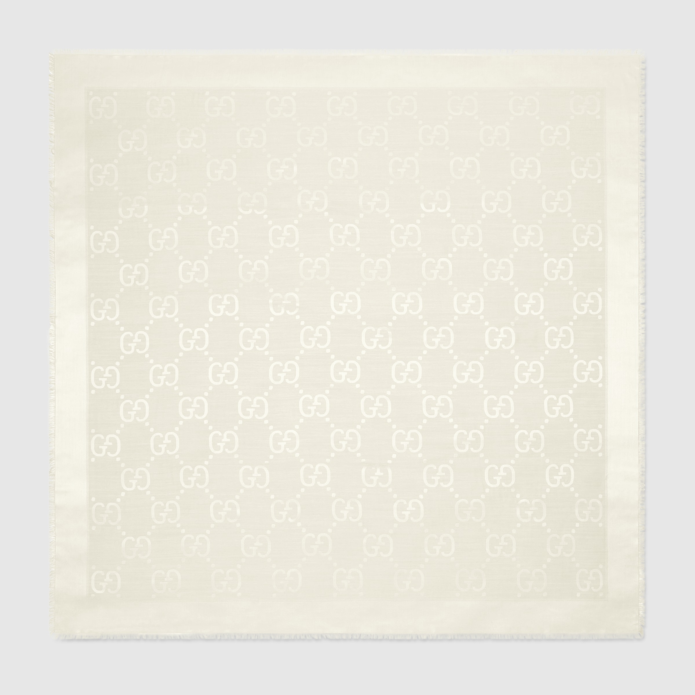 GG jacquard silk wool shawl in white | GUCCI® US