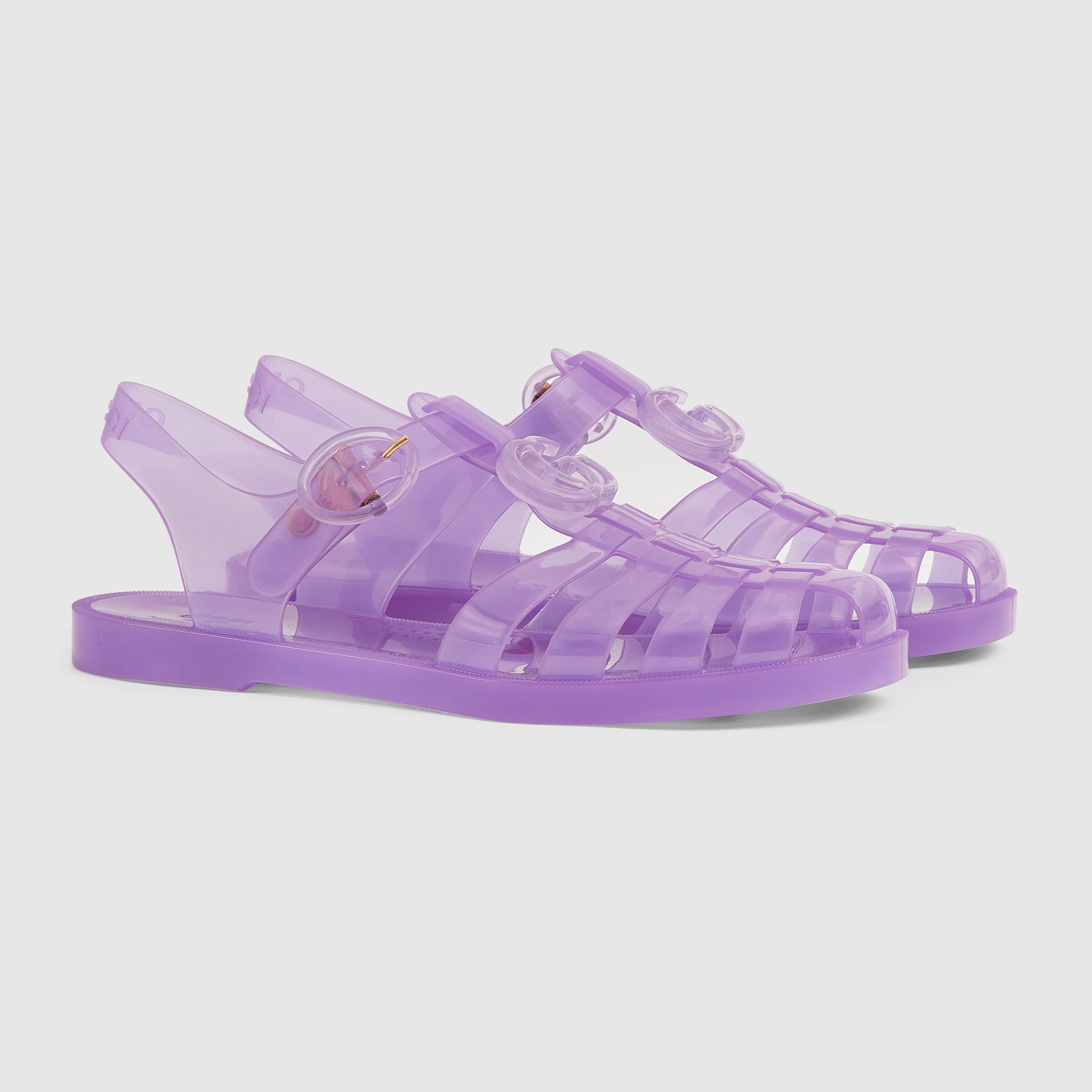 Sandales avec Double G pour femme en caoutchouc parme | GUCCI® FR