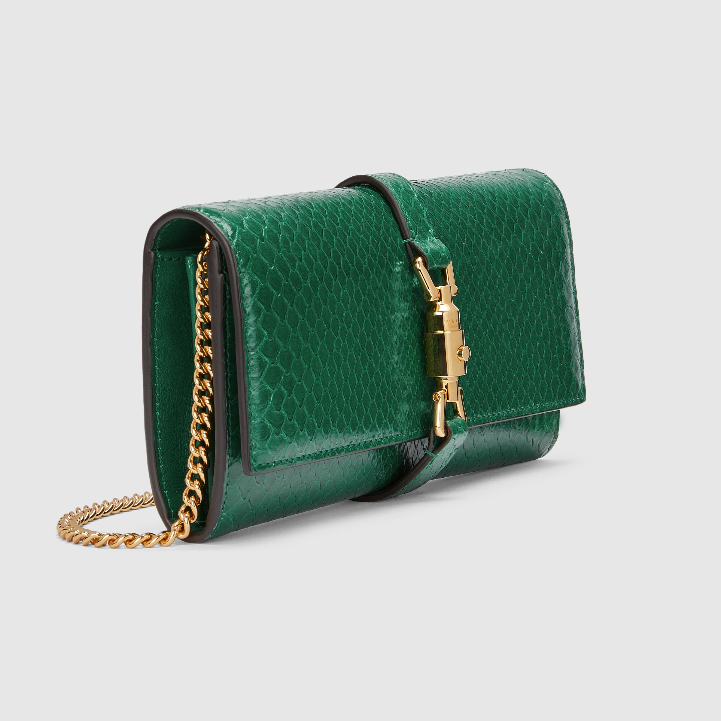 Jackie 1961 python chain wallet in emerald green | GUCCI® HU