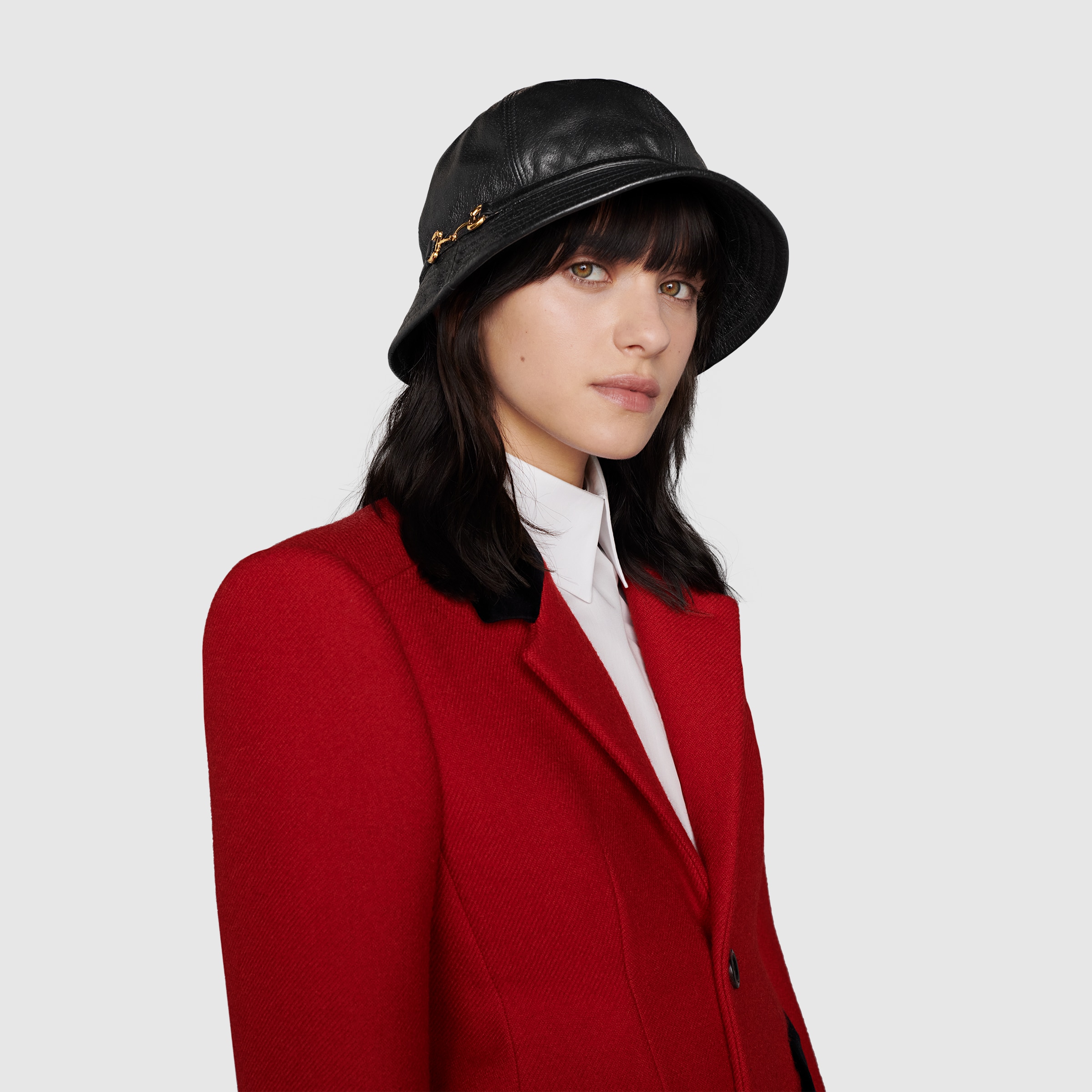 Cappello a cloche in pelle in nero | GUCCI® Italia