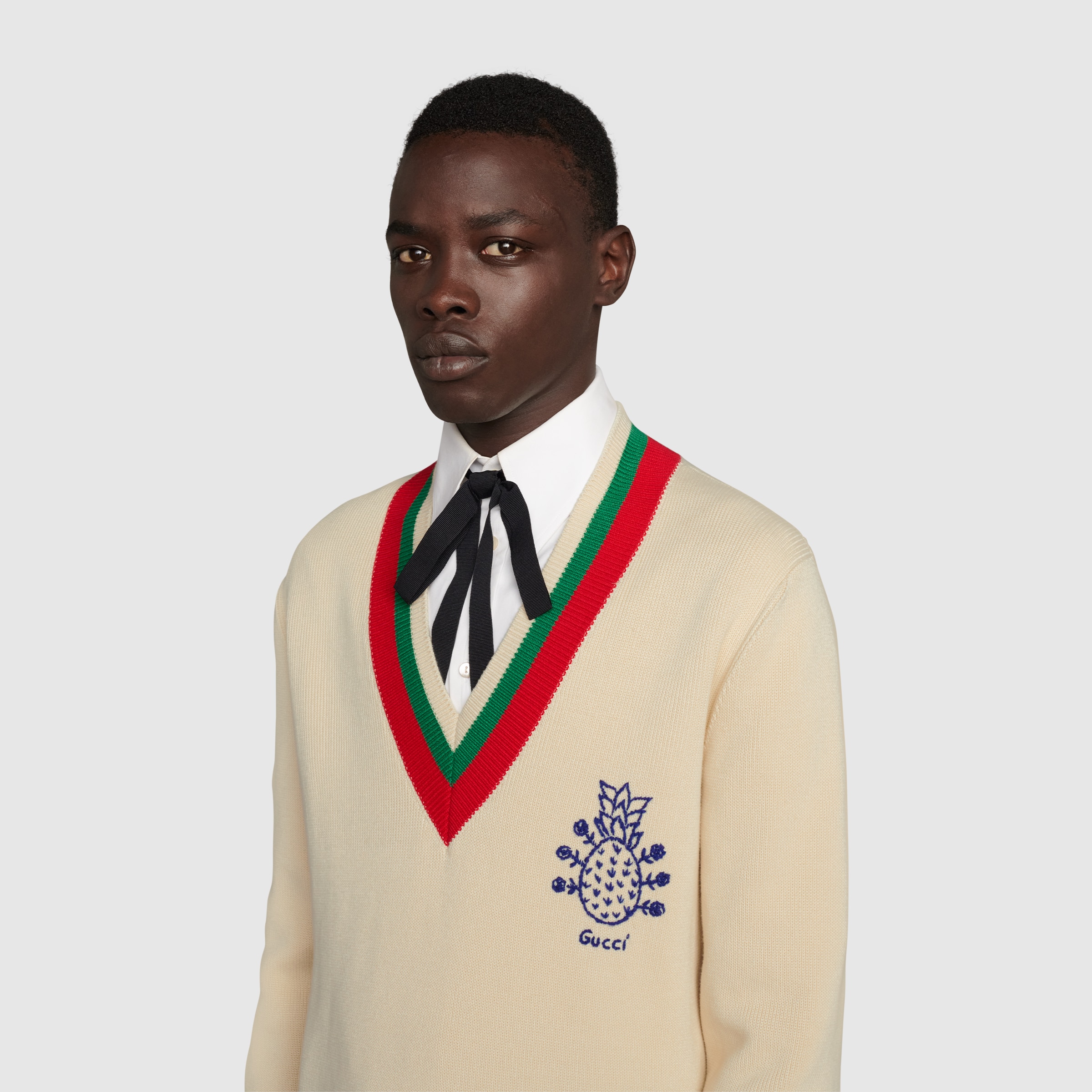Gucci Pineapple Pullover aus Baumwolle in weiß | GUCCI® DE