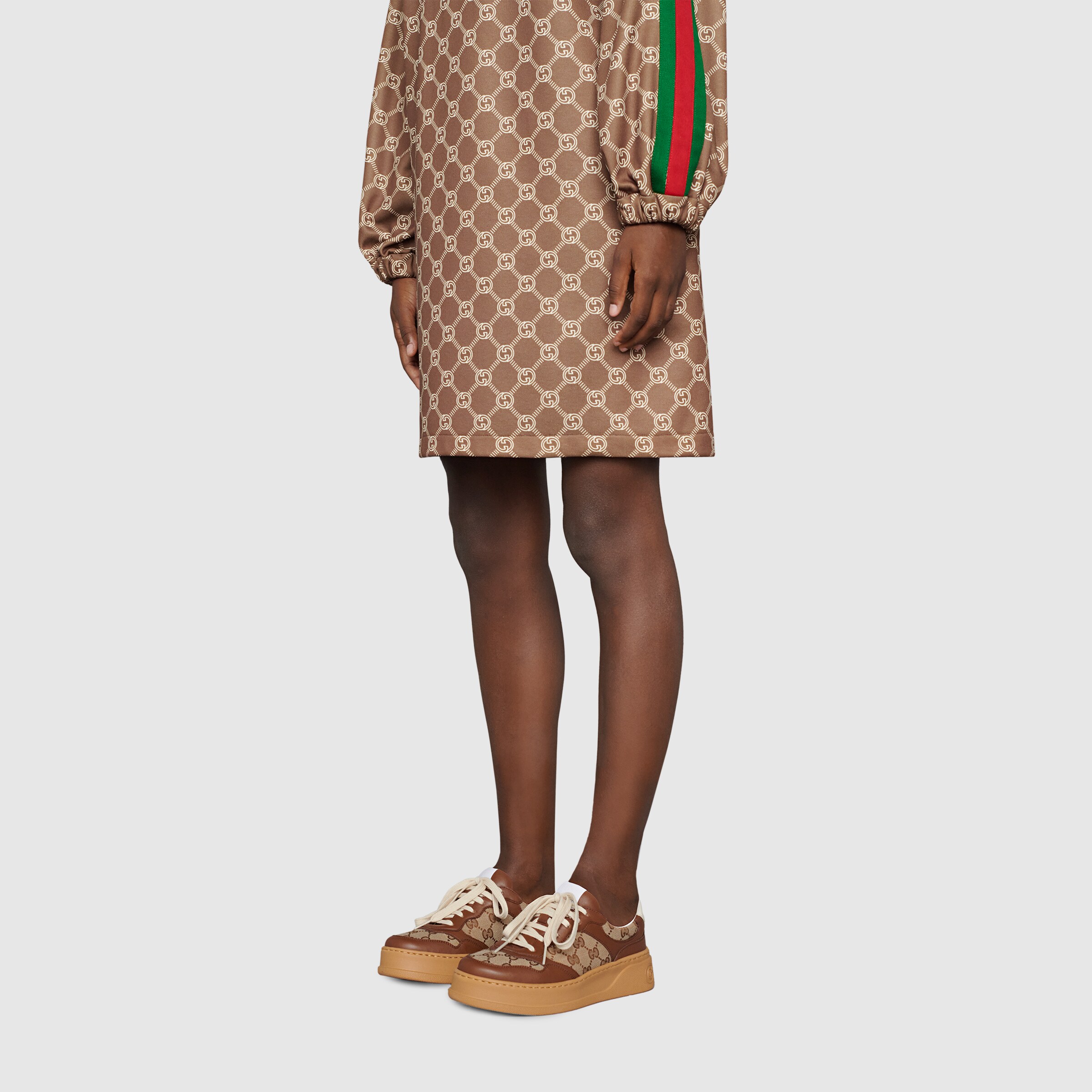 Women's GG sneaker in brown leather and canvas | GUCCI® US