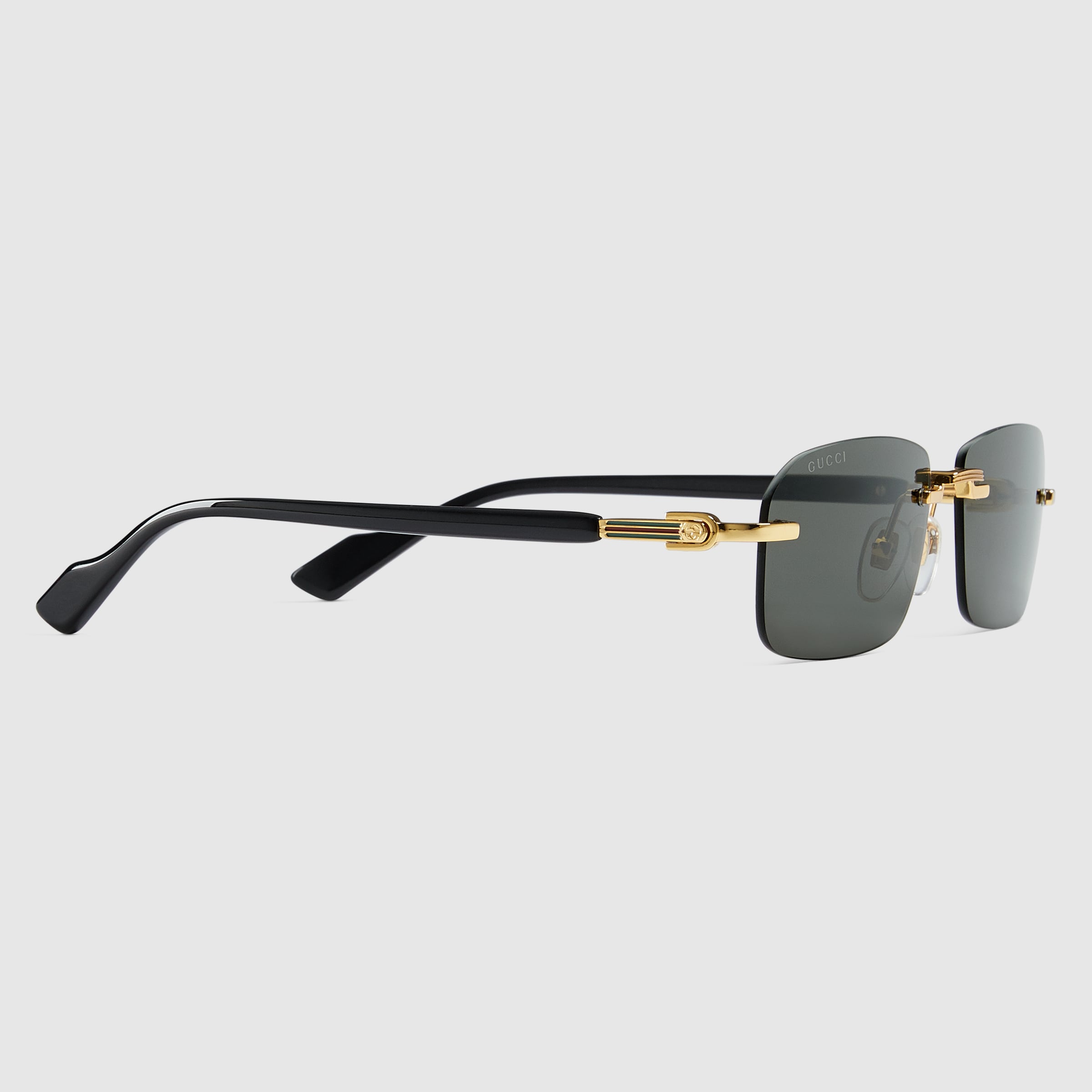 Rectangular frame sunglasses in gold-toned metal | GUCCI® US