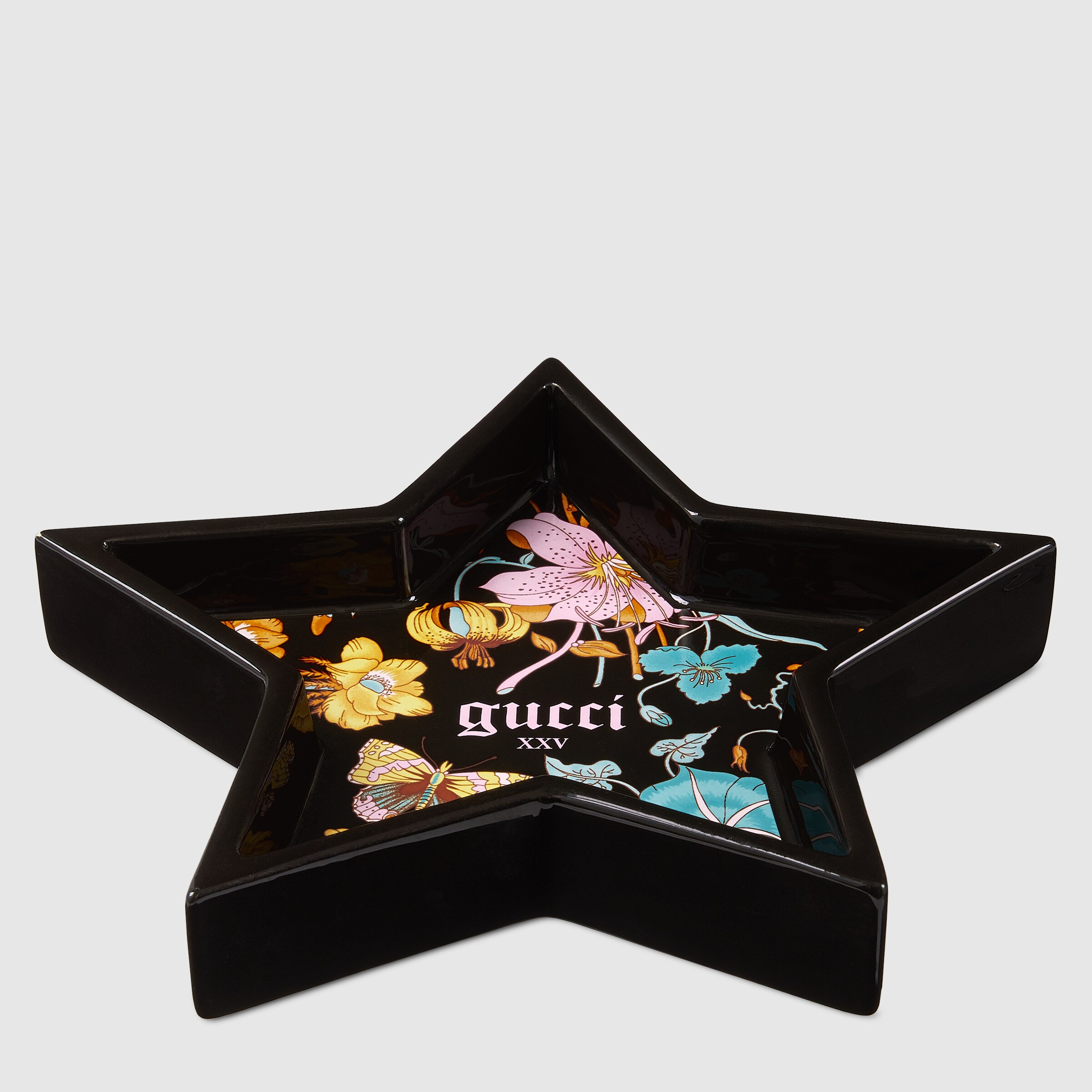 Star change tray with Flora print in black ceramic | GUCCI® US