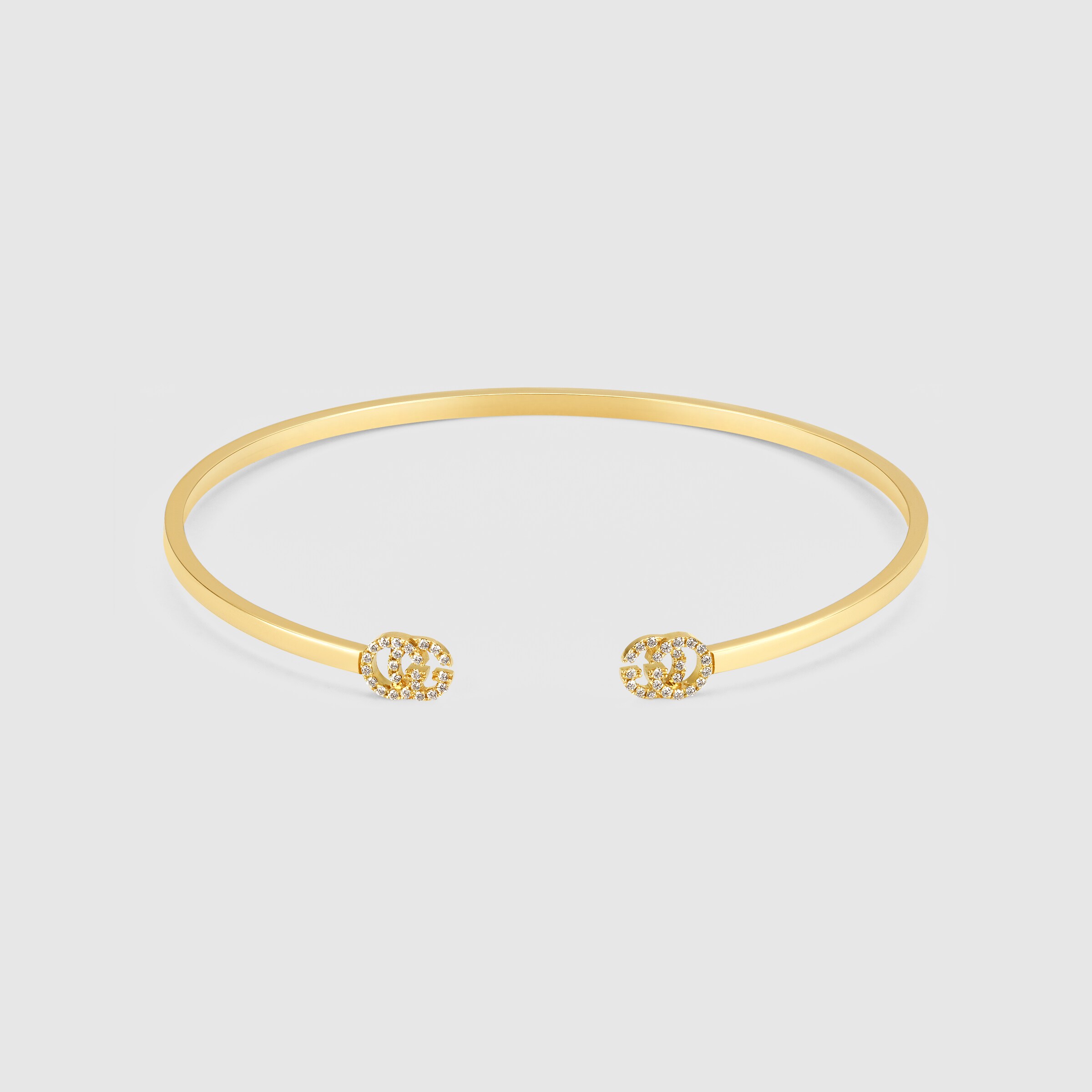 18k Yellow Gold GG Running Cuff With Diamonds | GUCCI® US