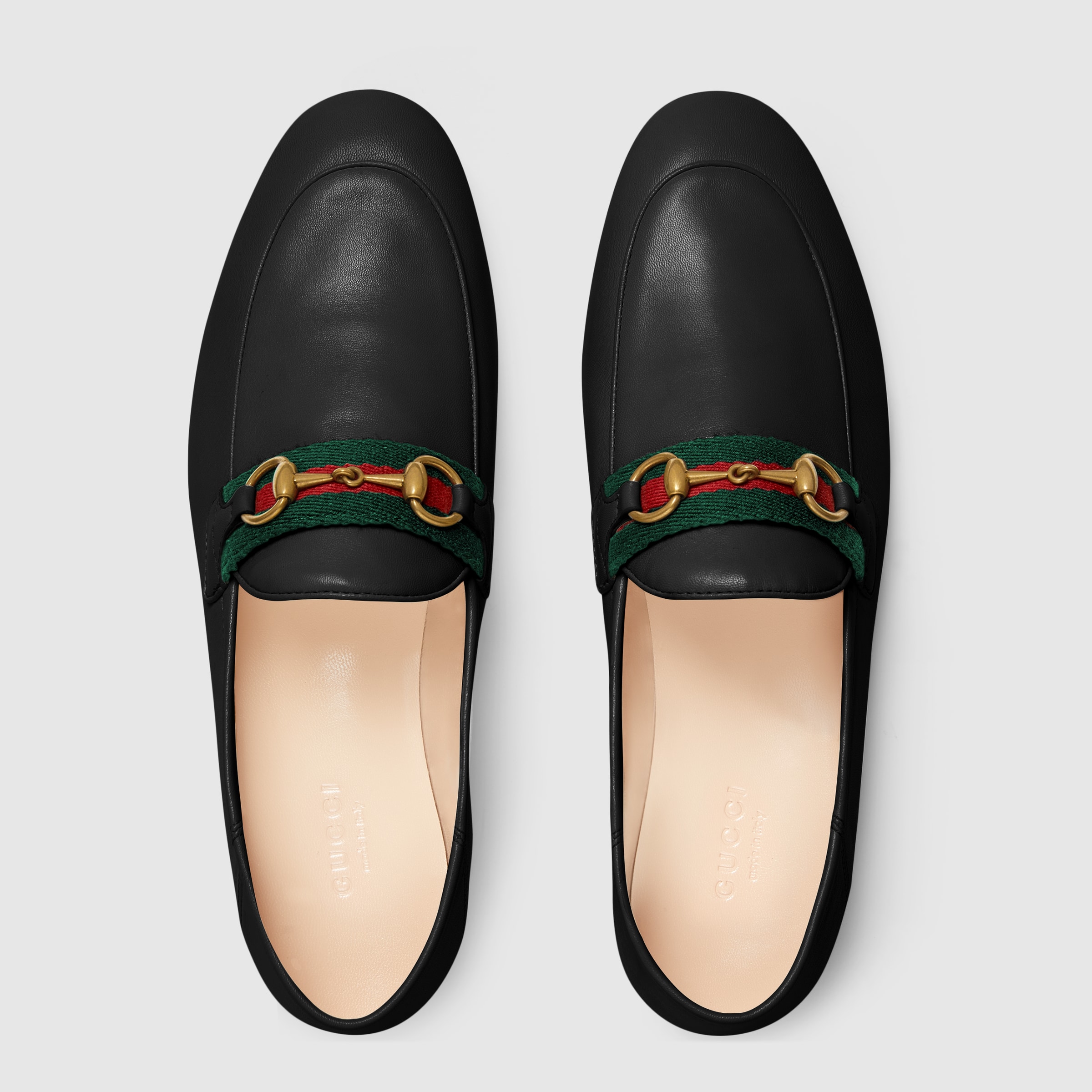 Women's Loafer With Web In Black Leather | GUCCI® US
