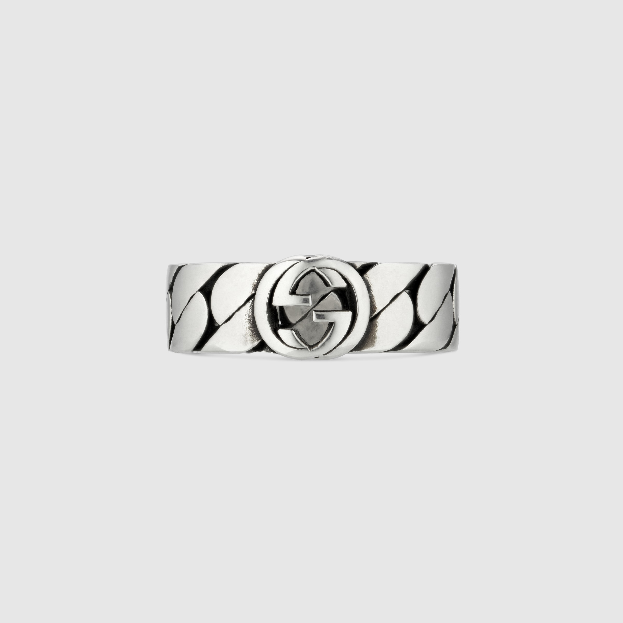 Wide ring with Interlocking G in 925 sterling silver | GUCCI® NL