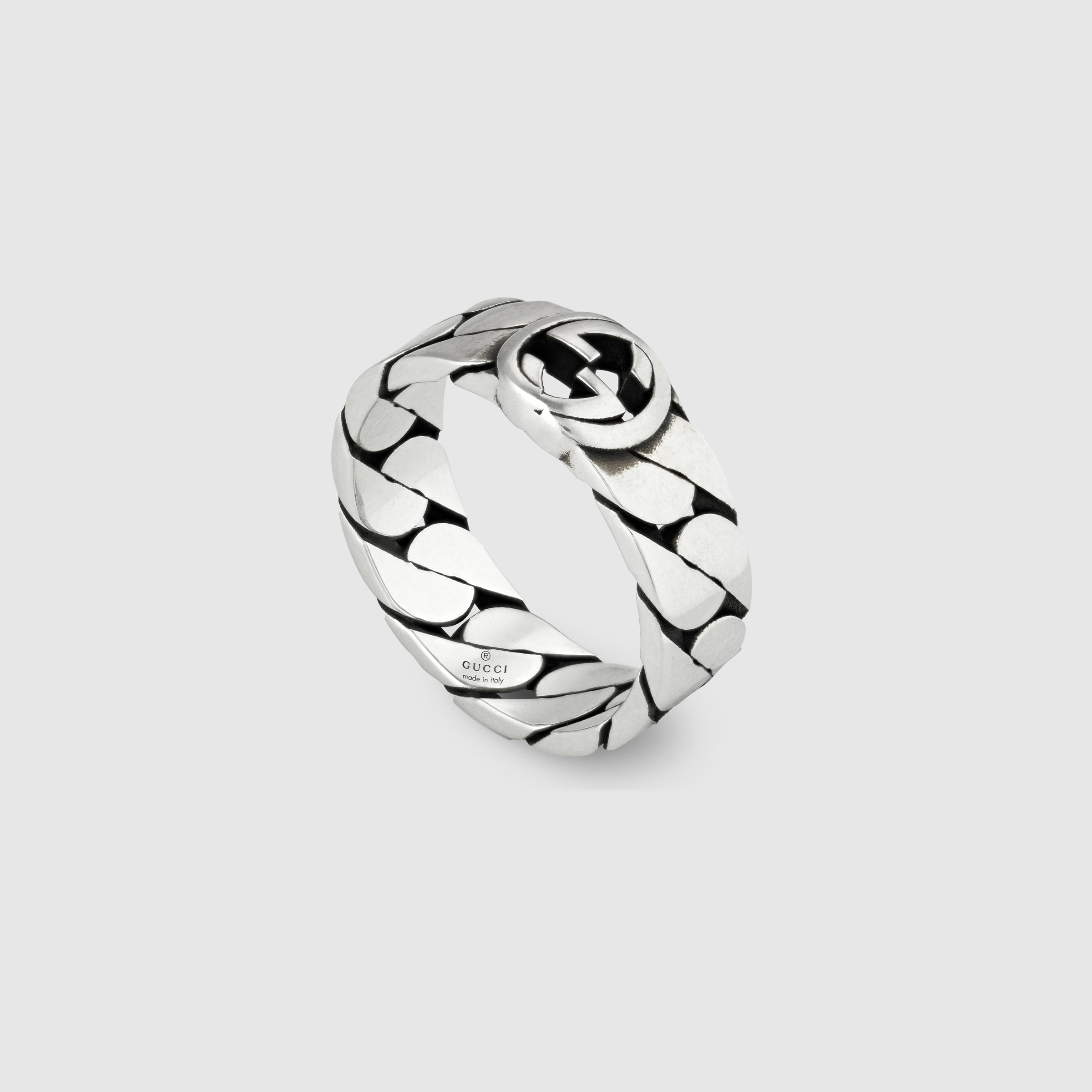 Wide ring with Interlocking G in 925 sterling silver | GUCCI® NL