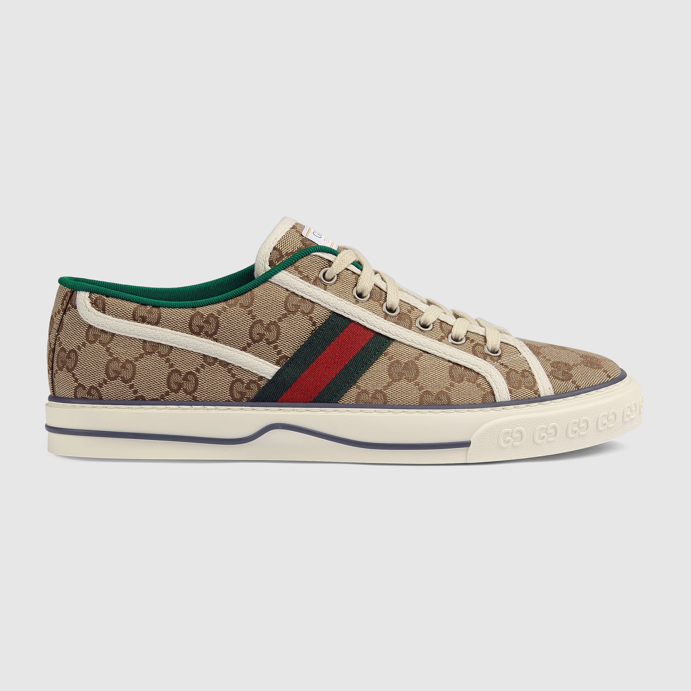 Sneakers GG Gucci Tennis 1977 para hombre inlona GG original beige/ébano | GUCCI® MX