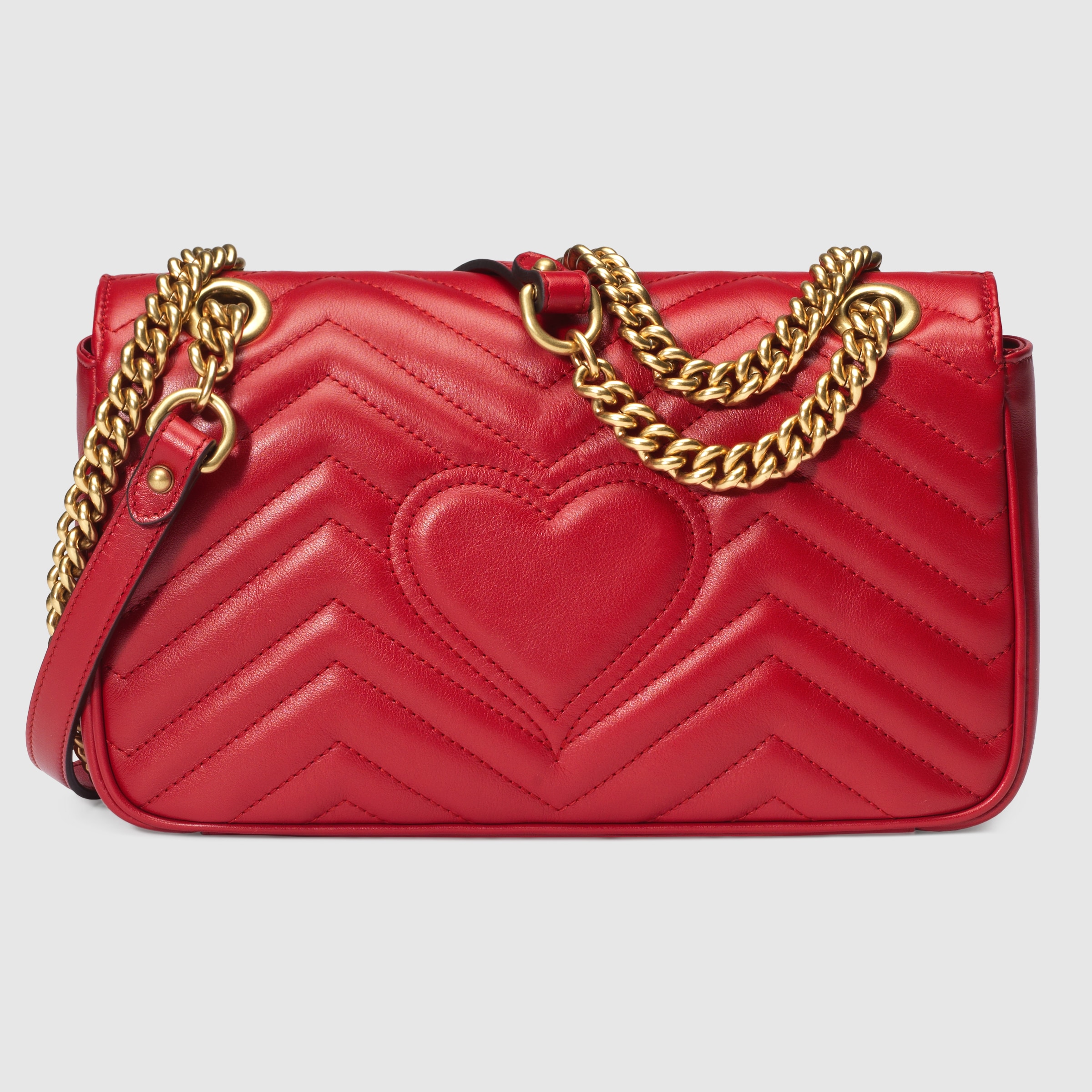 Hibiscus Red Leather GG Marmont Small Matelassé Shoulder Bag | GUCCI® FI