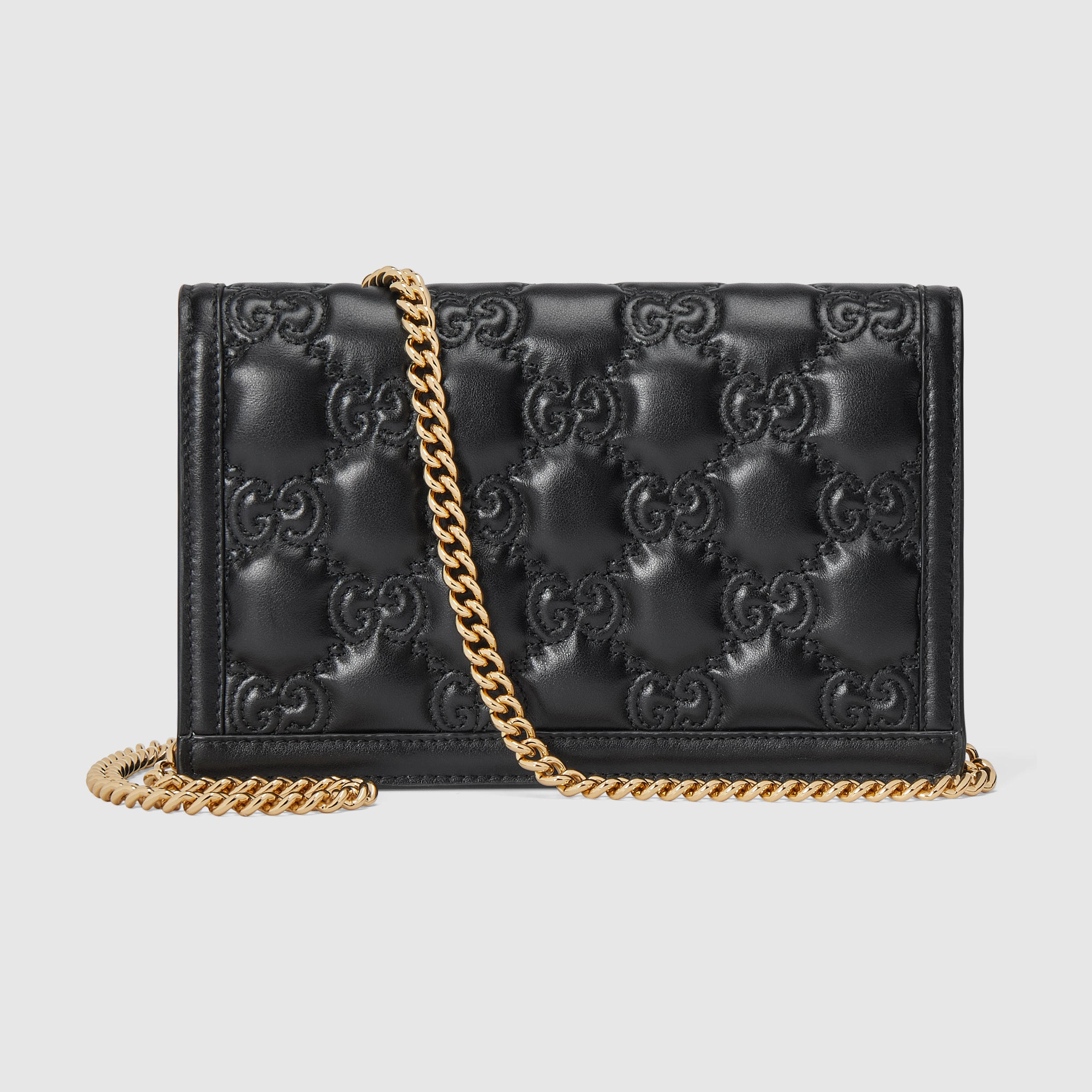 GG Matelassé chain wallet in black leather | GUCCI® US