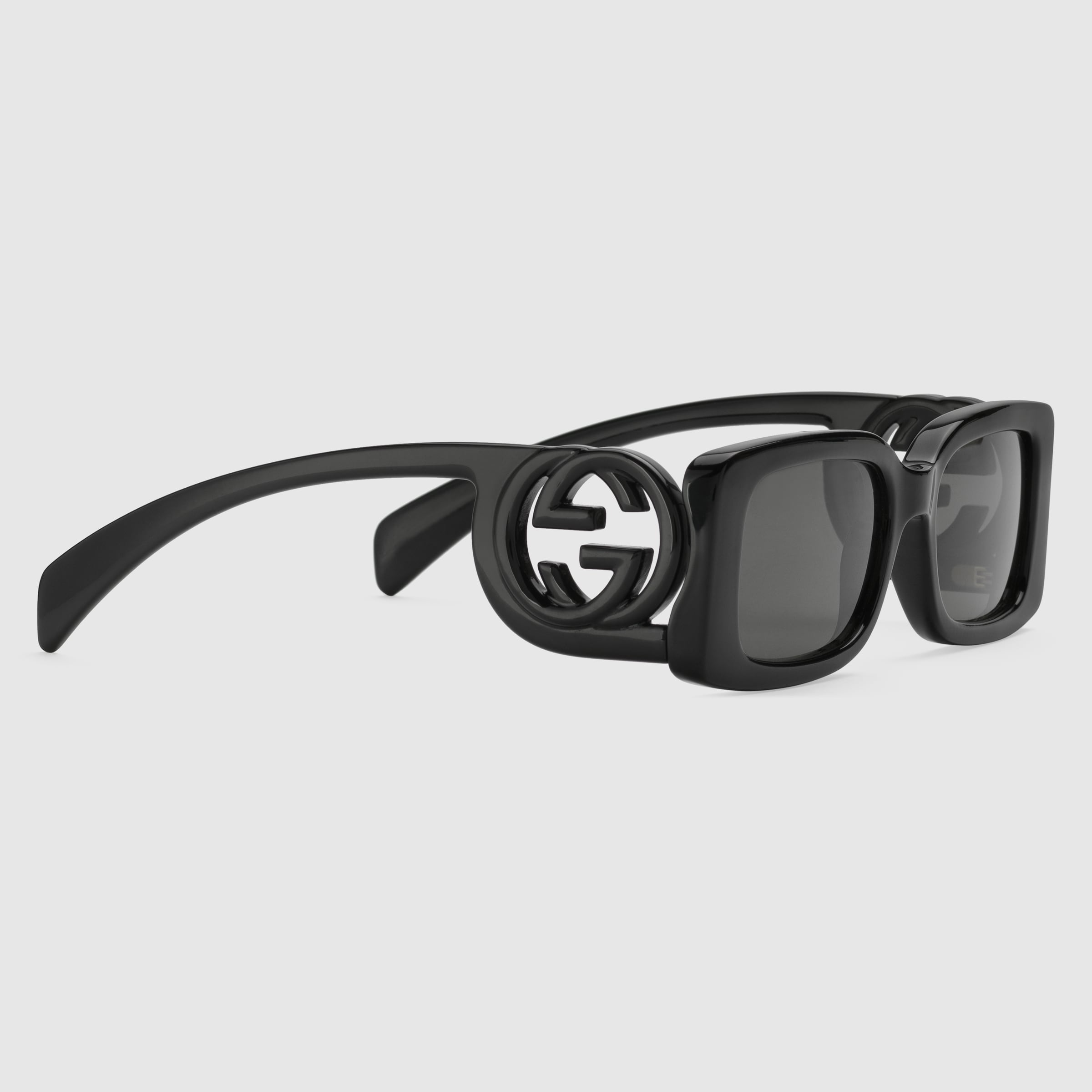 Rectangular frame sunglasses in black injection | GUCCI® US