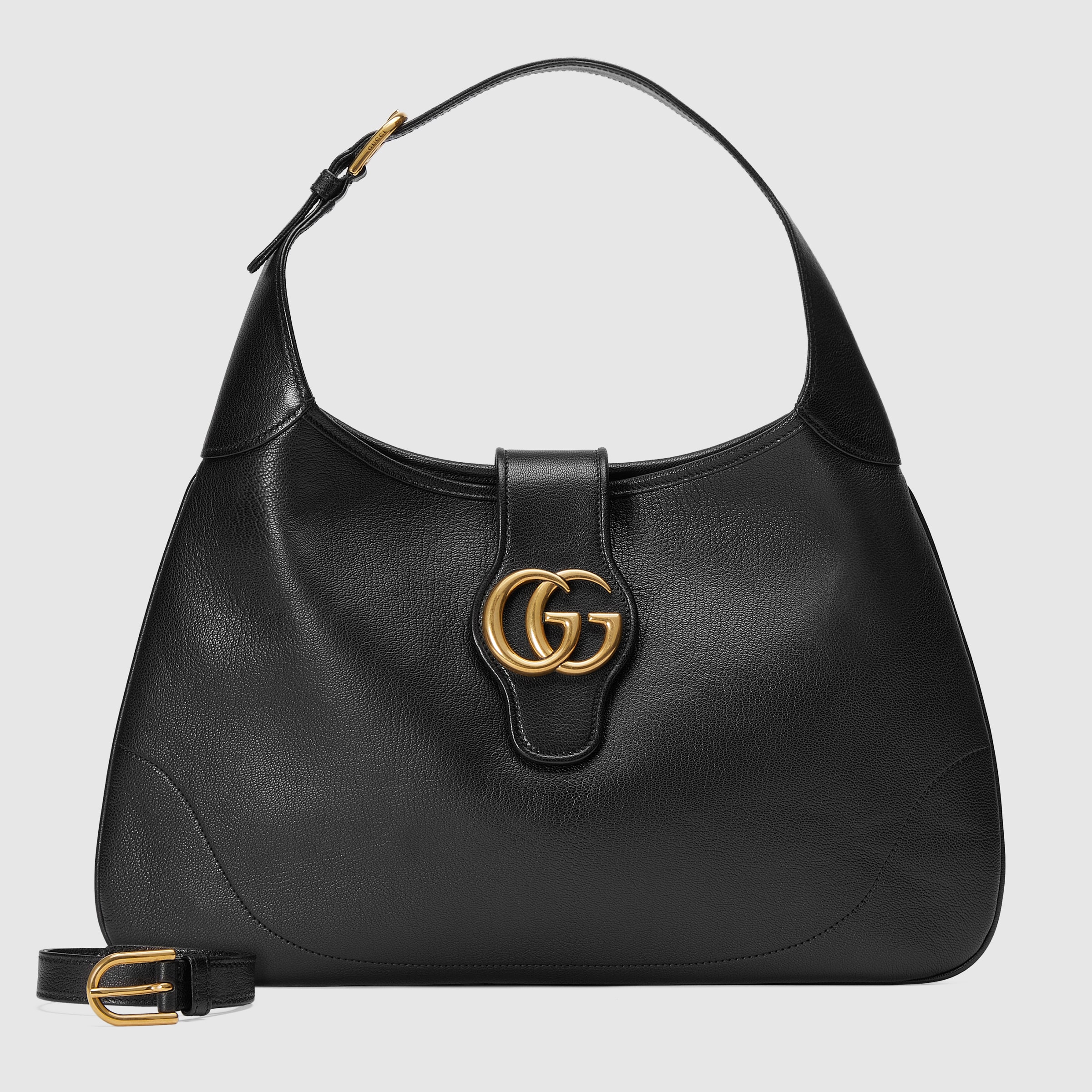 Aphrodite medium shoulder bag in black leather | GUCCI® NO