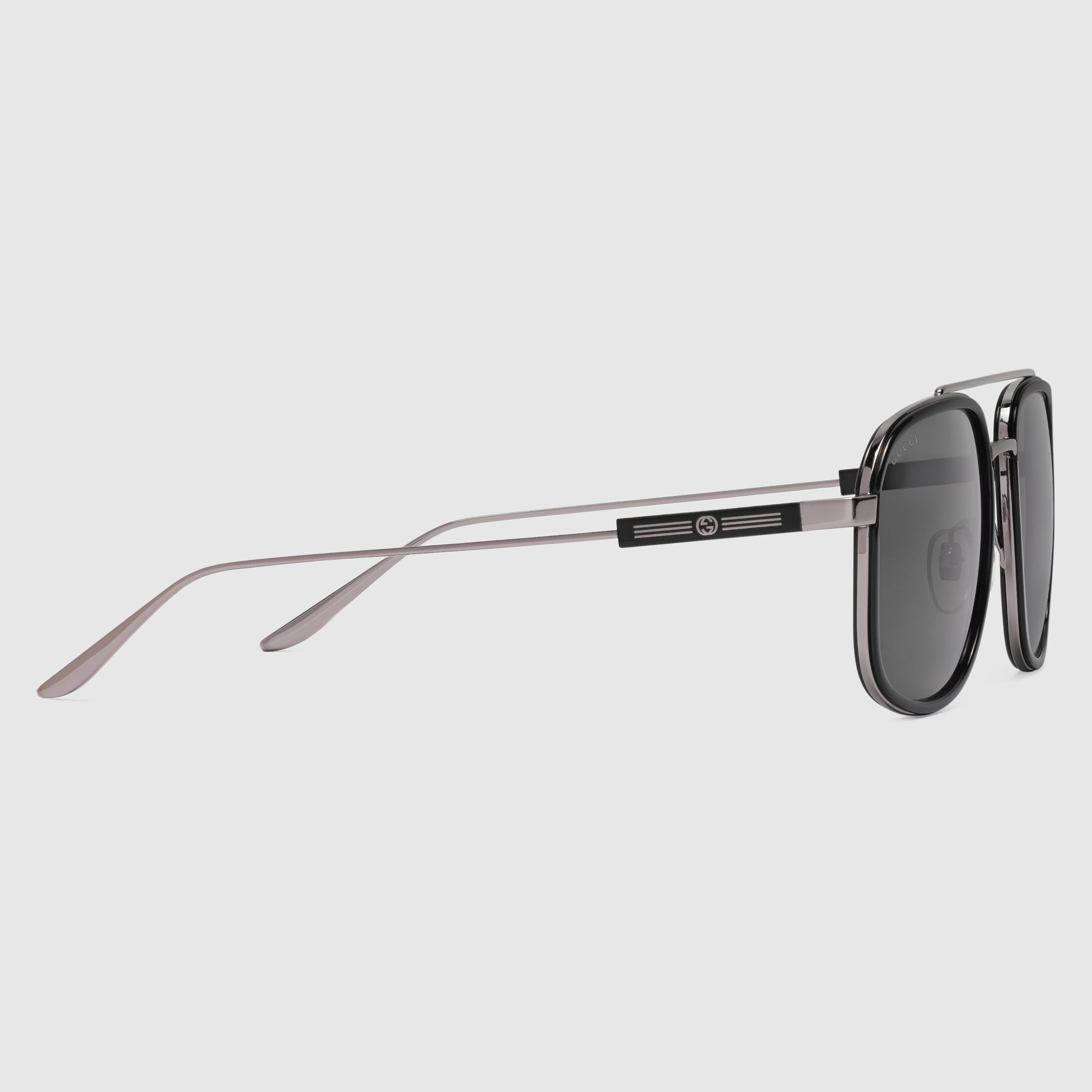 Navigator frame sunglasses in dark grey metal | GUCCI® US