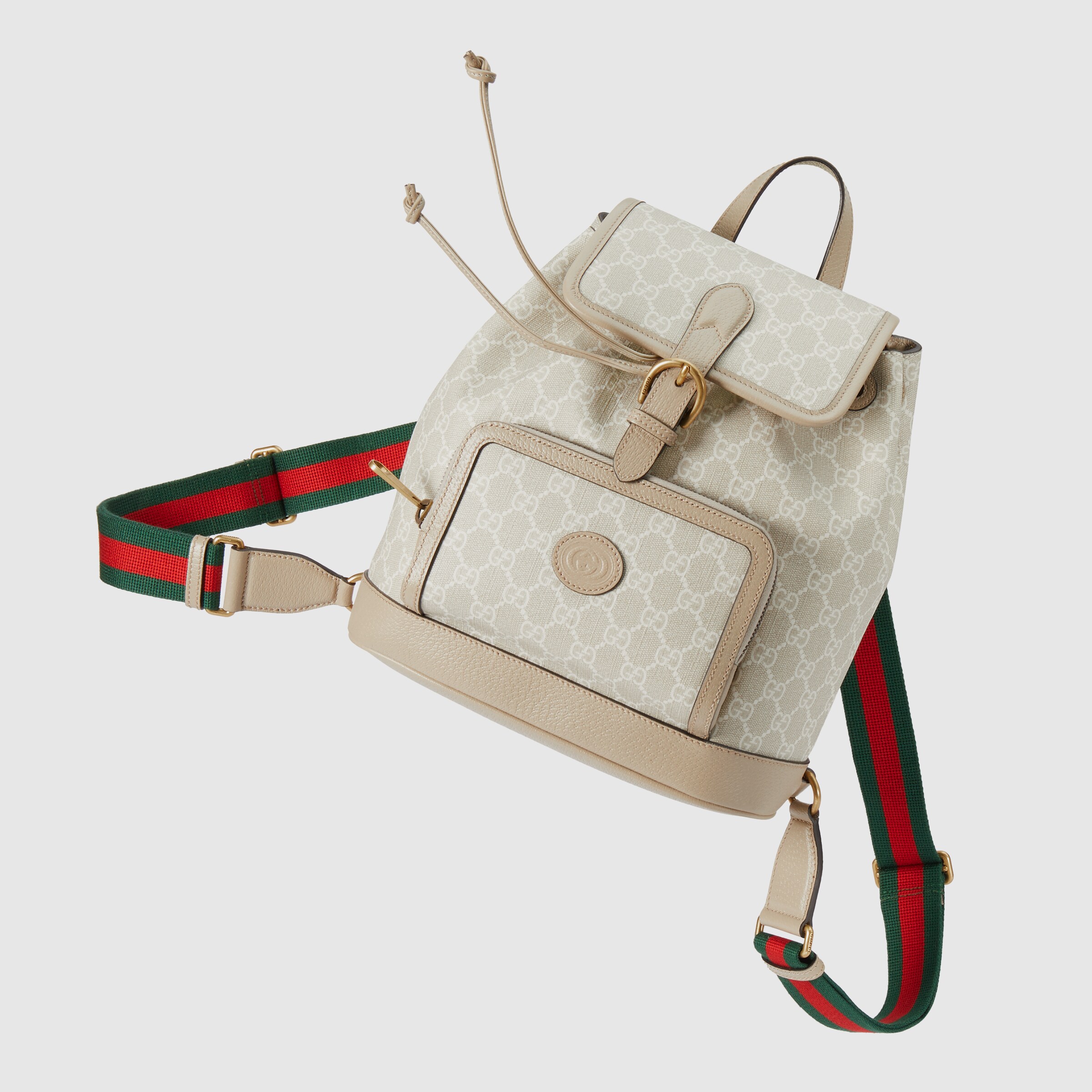 Small backpack with Interlocking G in beige and white GG Supreme ...