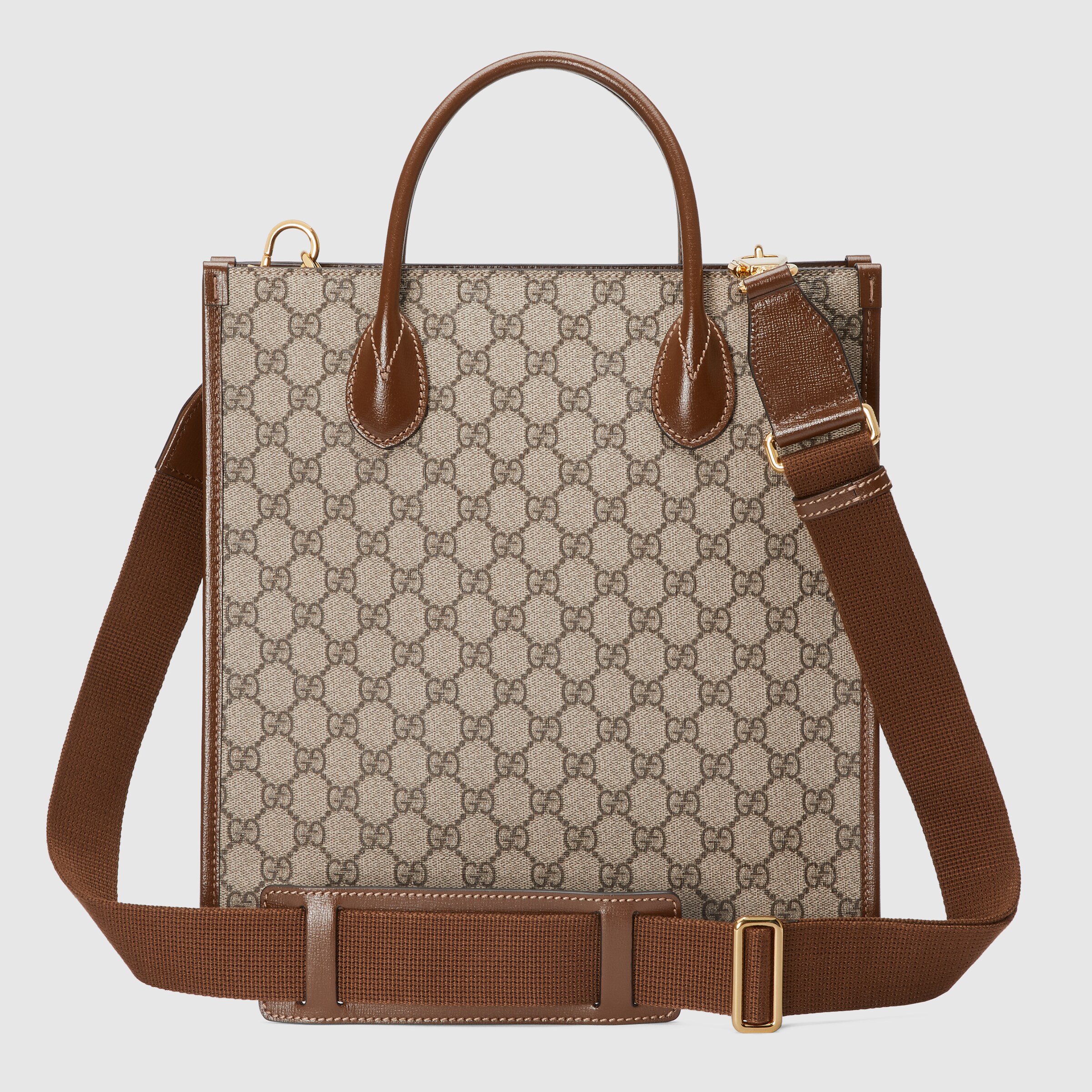 Small tote bag with Interlocking G in beige and ebony Supreme | GUCCI® UK