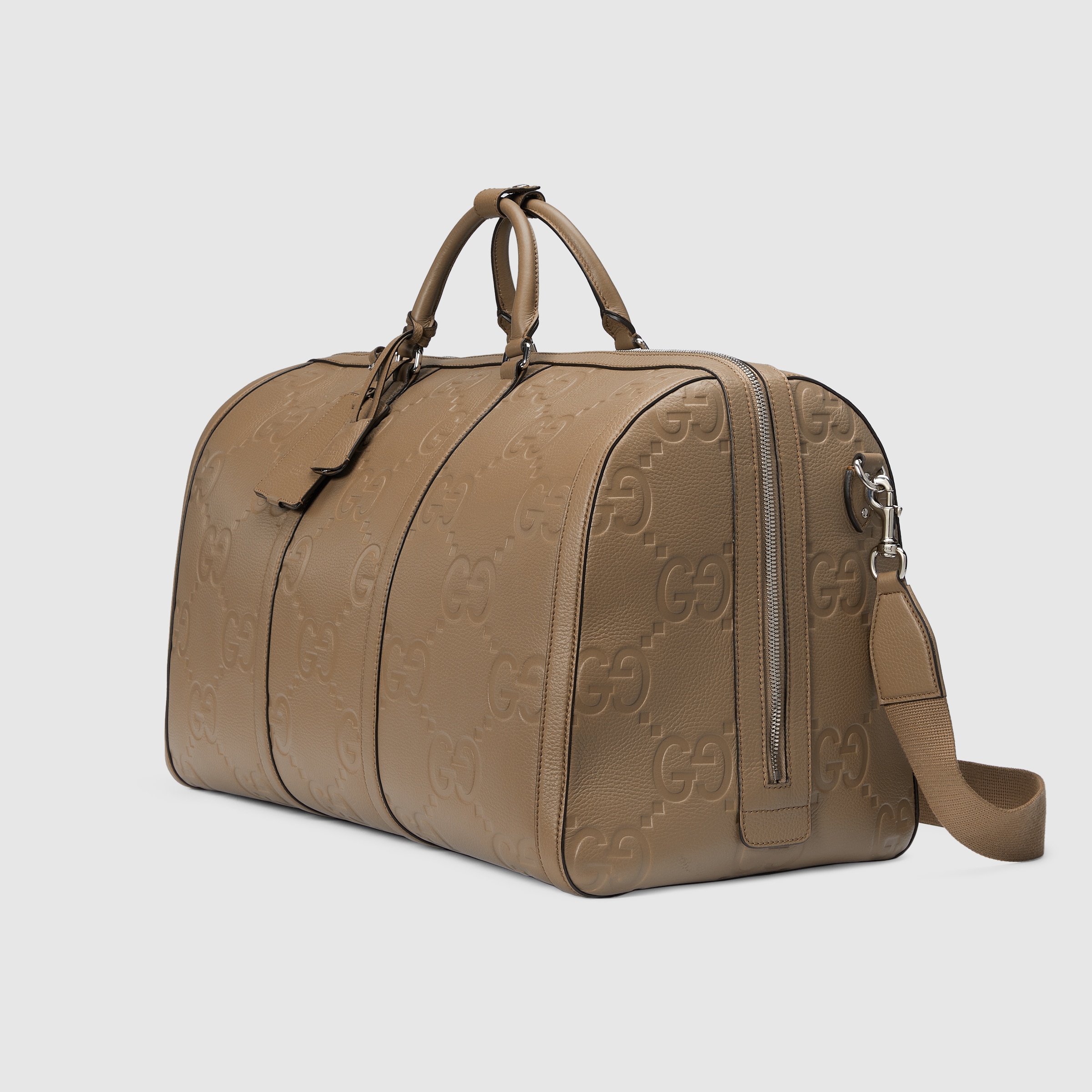 Jumbo GG large duffle bag in taupe leather | GUCCI® Canada