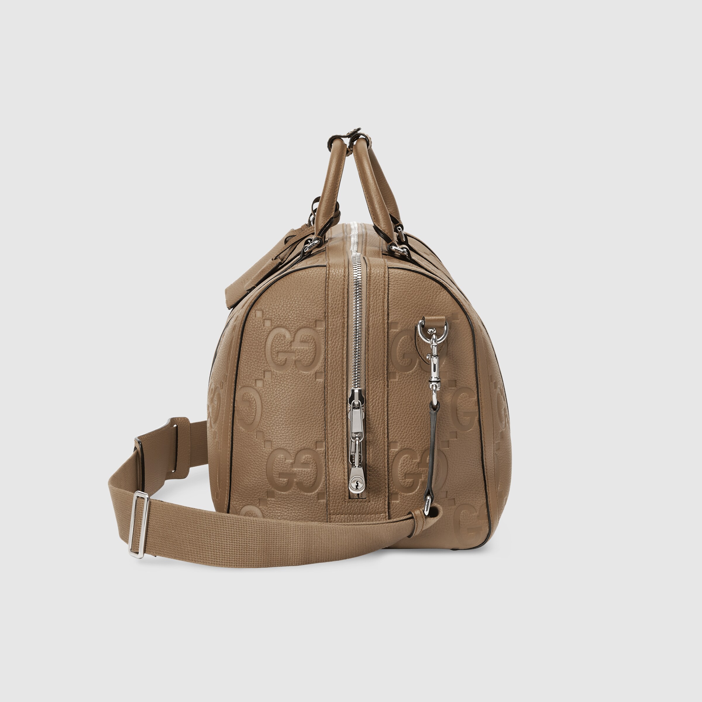 Jumbo GG small duffle bag in taupe leather | GUCCI® PL