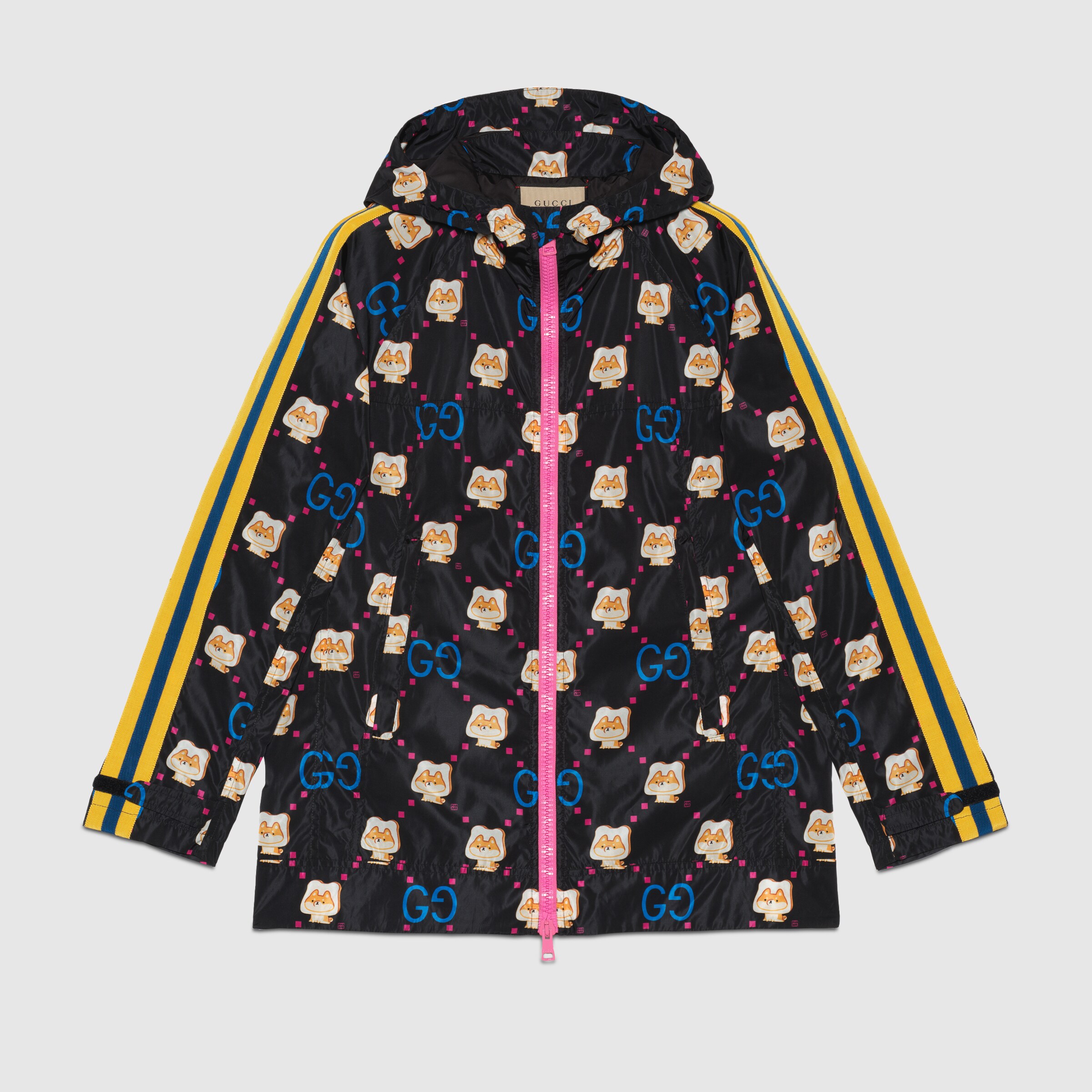 GG animal print nylon jacket in black and multicolor | GUCCI® Canada