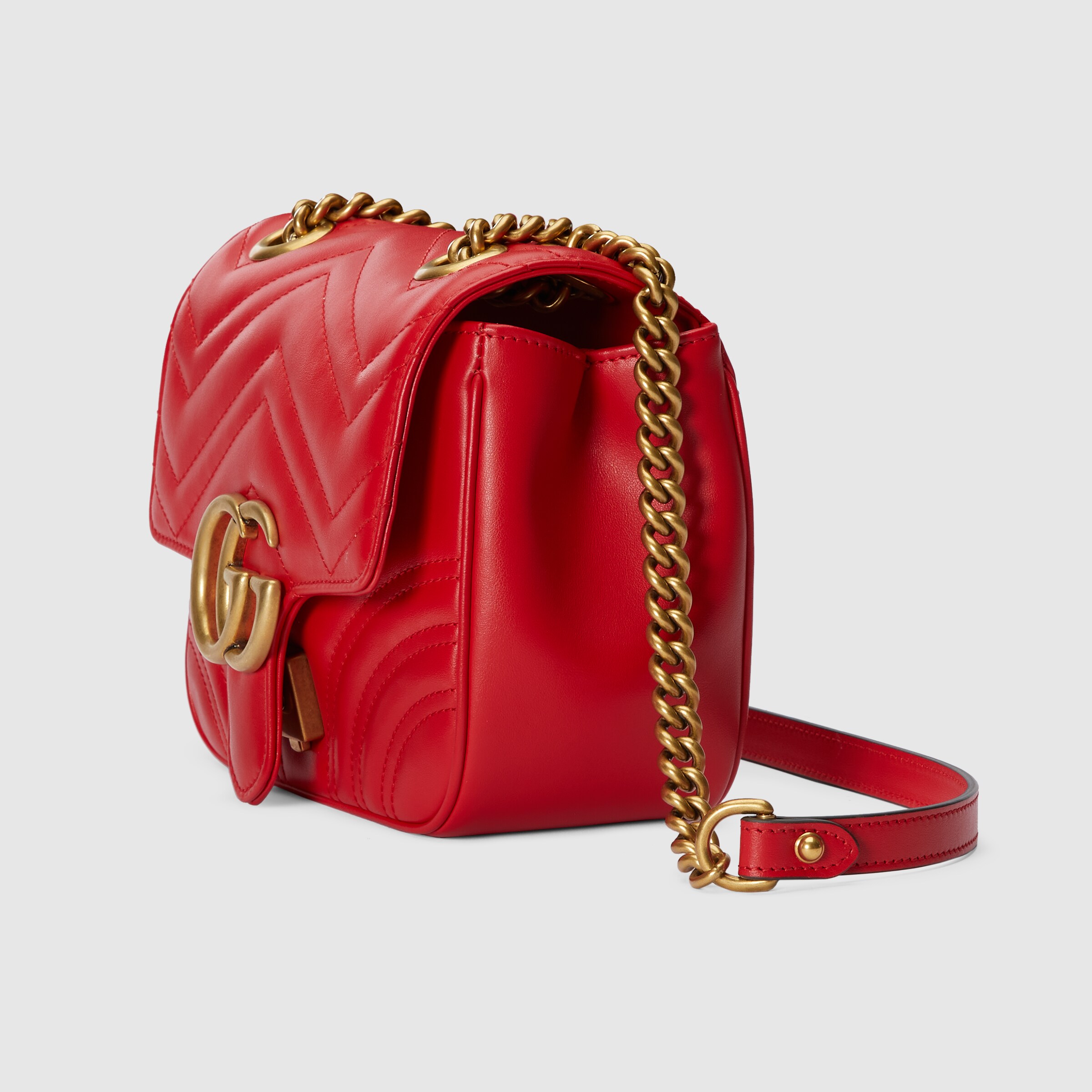Mini sac à épaule GG Marmont en cuir rouge | GUCCI® FR