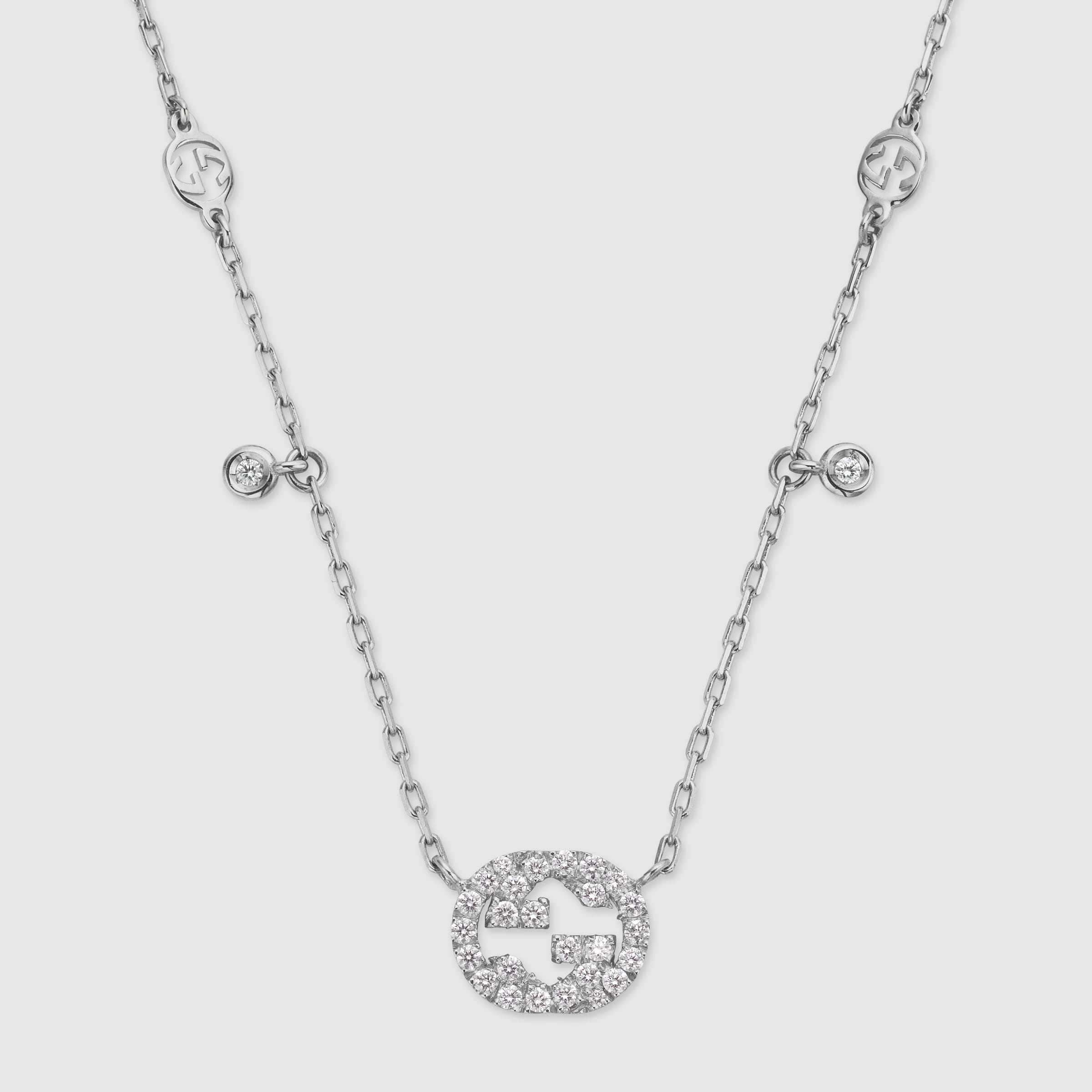 Gucci Interlocking diamond necklace in 18k white gold | GUCCI® US