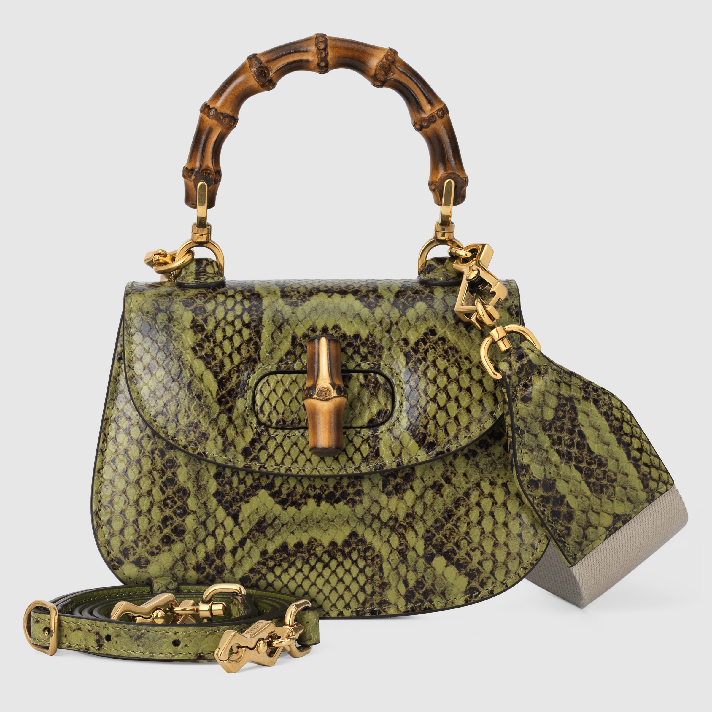 Gucci Bamboo 1947 mini python bag in green | GUCCI® AE