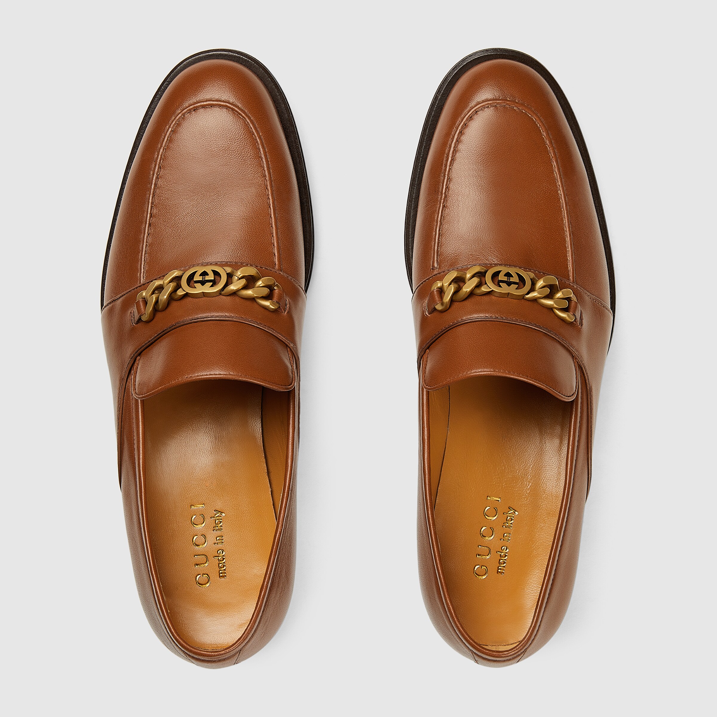 Men's loafer with Interlocking G in cuir leather | GUCCI® SG