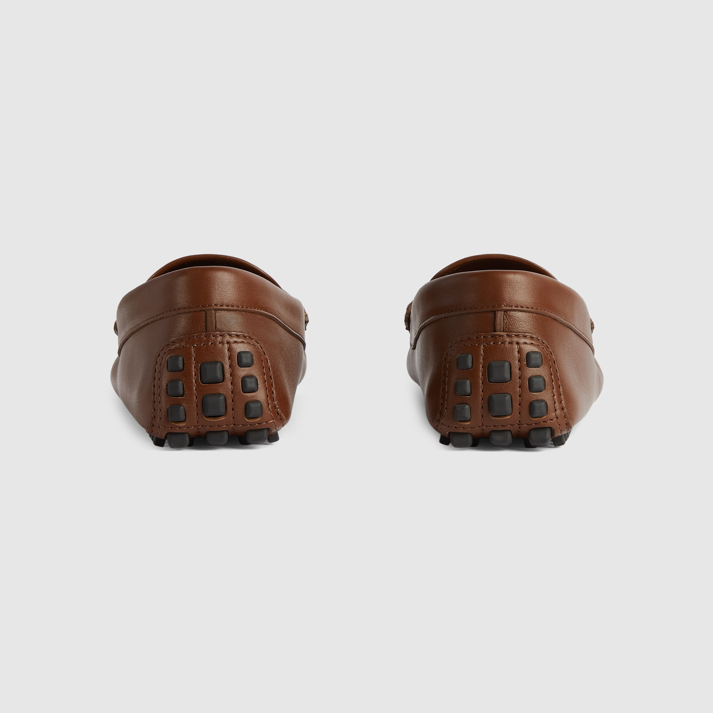 Men's driver with Interlocking G in brown leather | GUCCI® AE