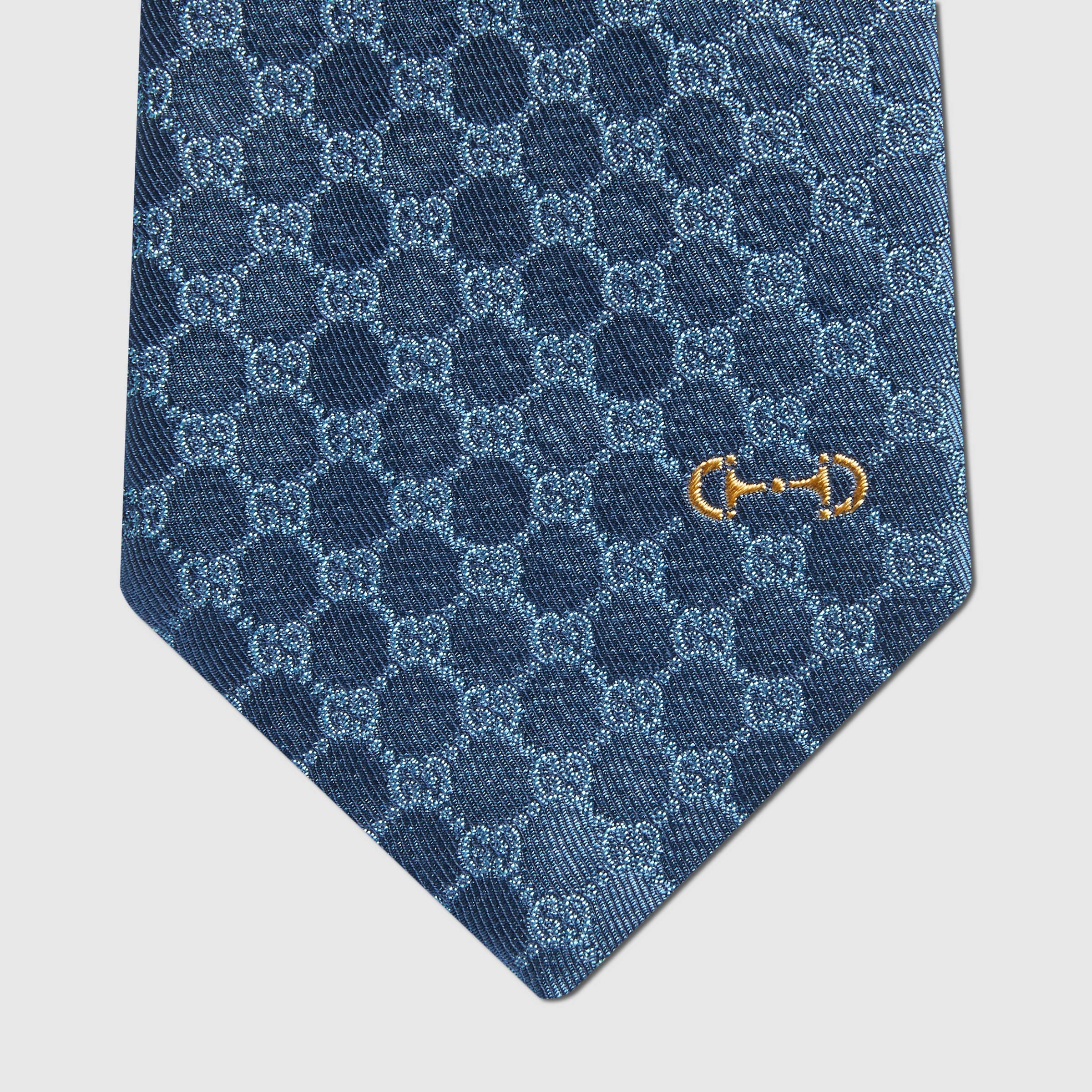 Cravatta in jacquard di seta GG in celeste | GUCCI® Italia