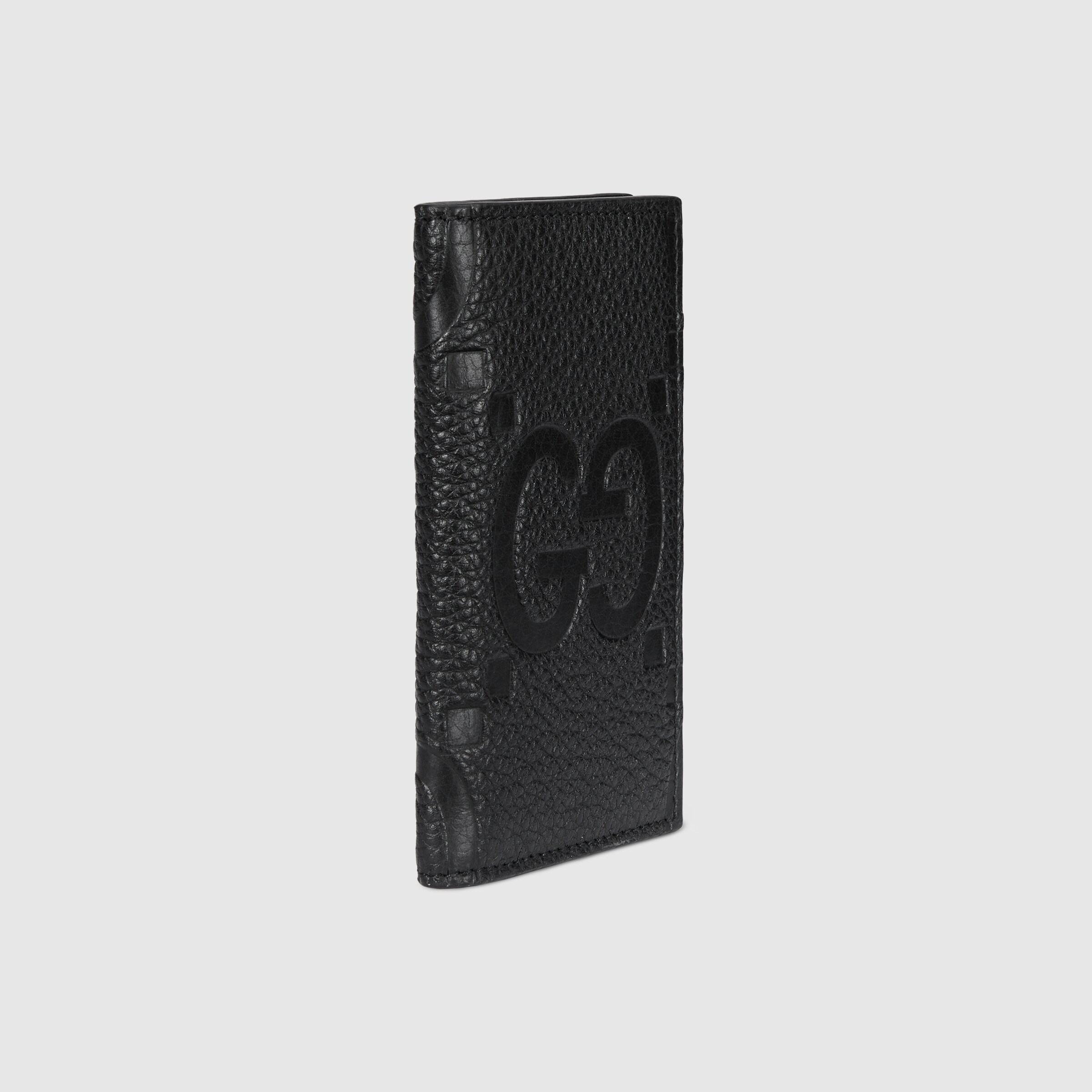 Jumbo GG card case in black leather | GUCCI® NL