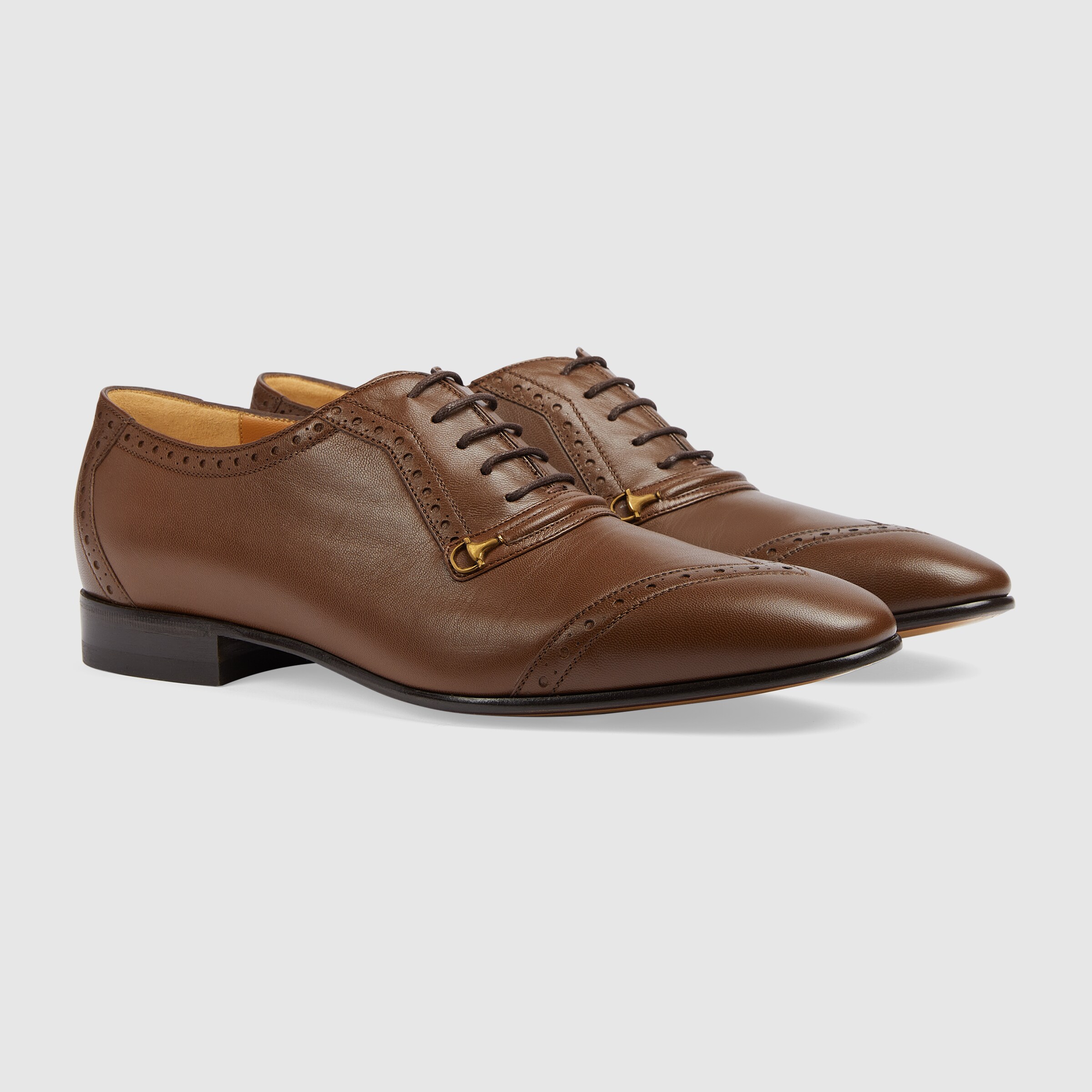 Men's lace-up shoe in brown leather | GUCCI® SG