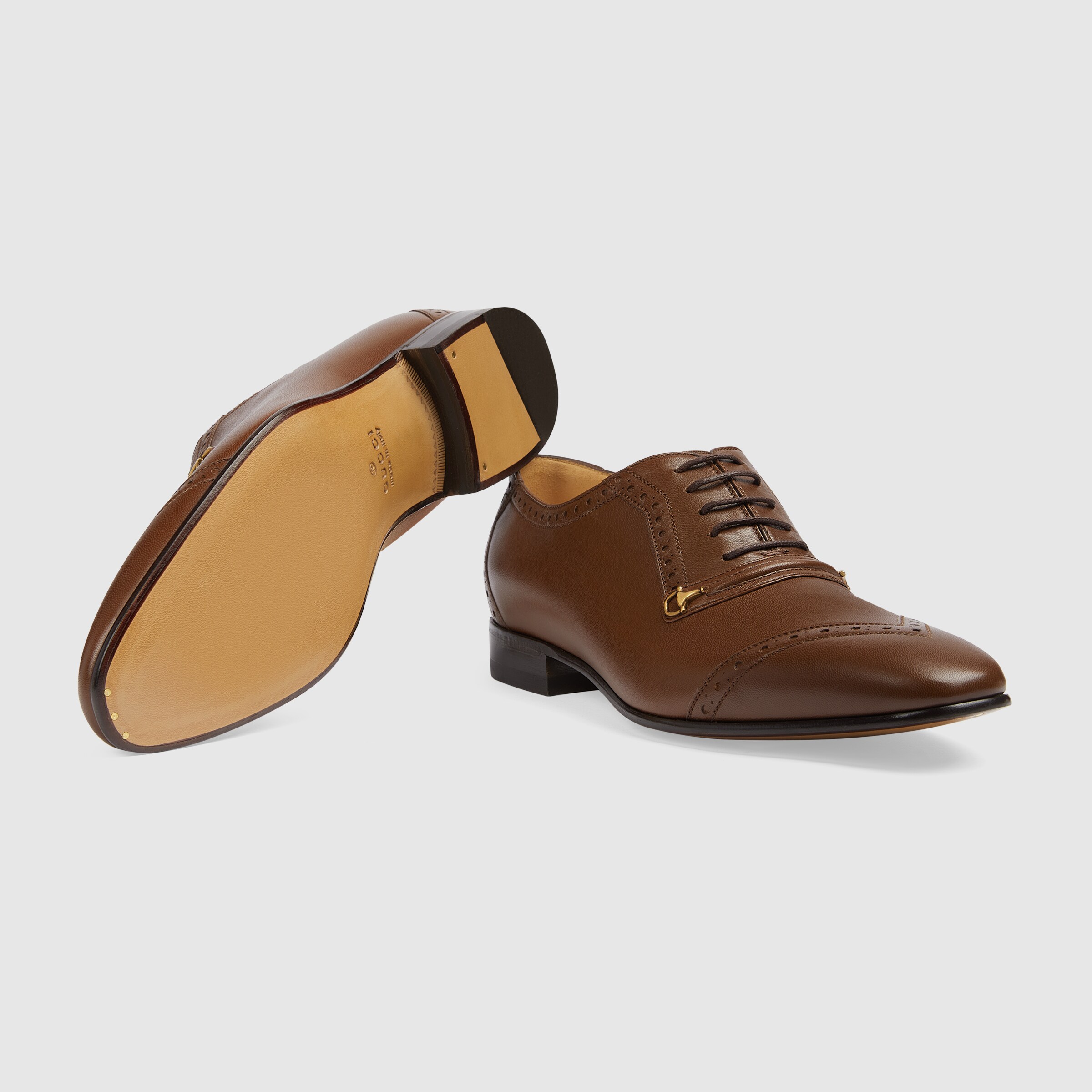 Men's lace-up shoe in brown leather | GUCCI® SG