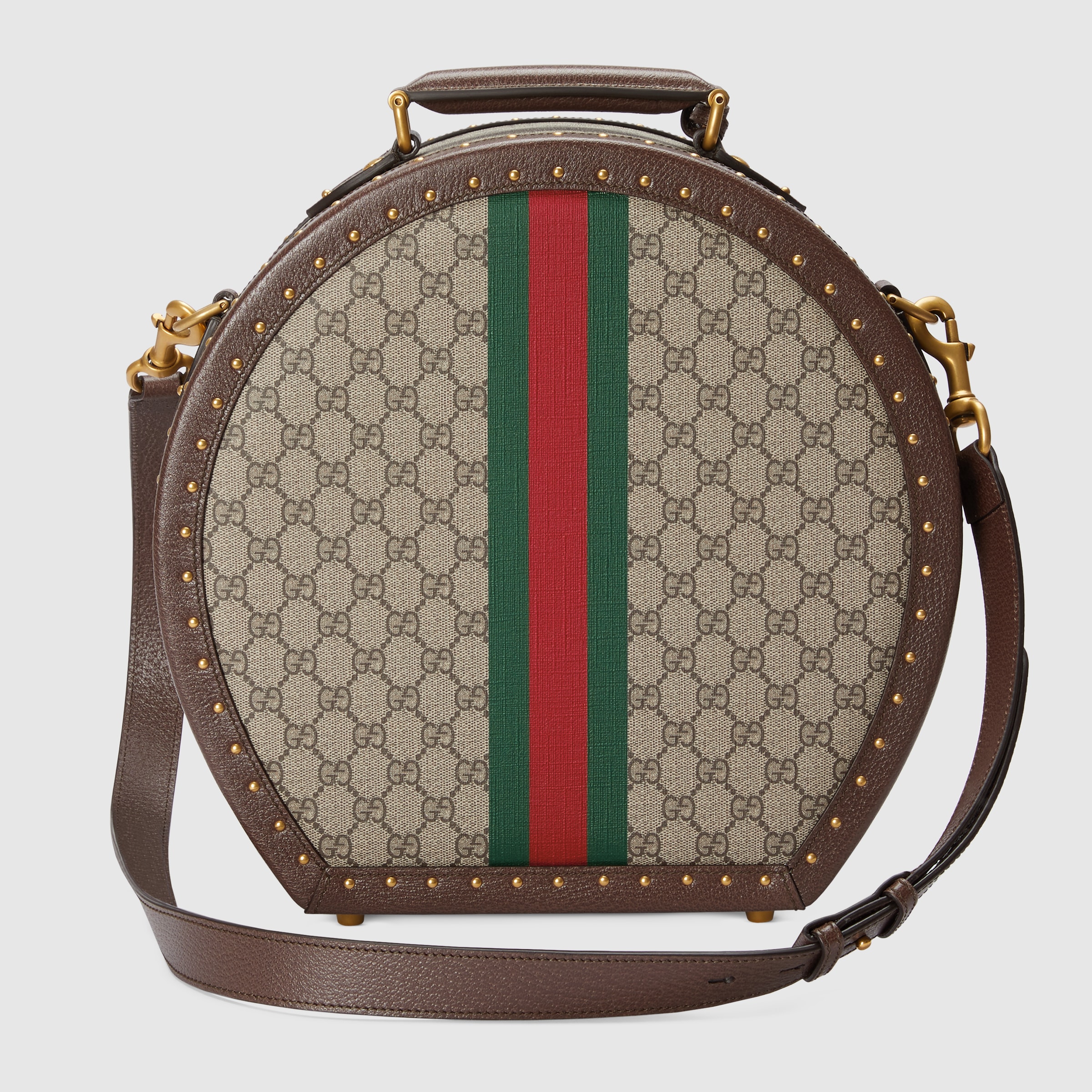 Gucci Savoy small hat box in beige and ebony Supreme | GUCCI® Australia