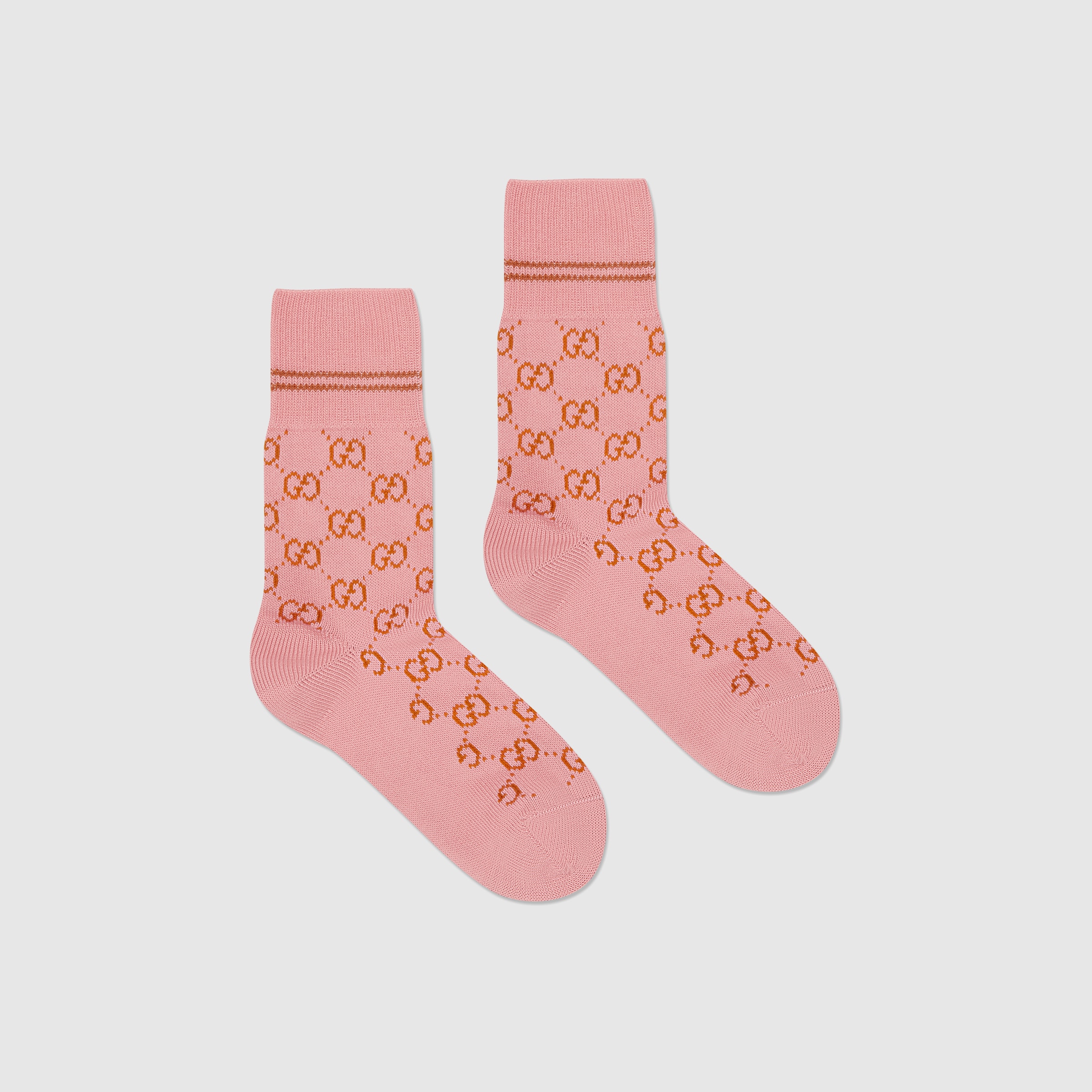Calzini in misto cotone con motivo GG in rosa e arancione | GUCCI® Italia