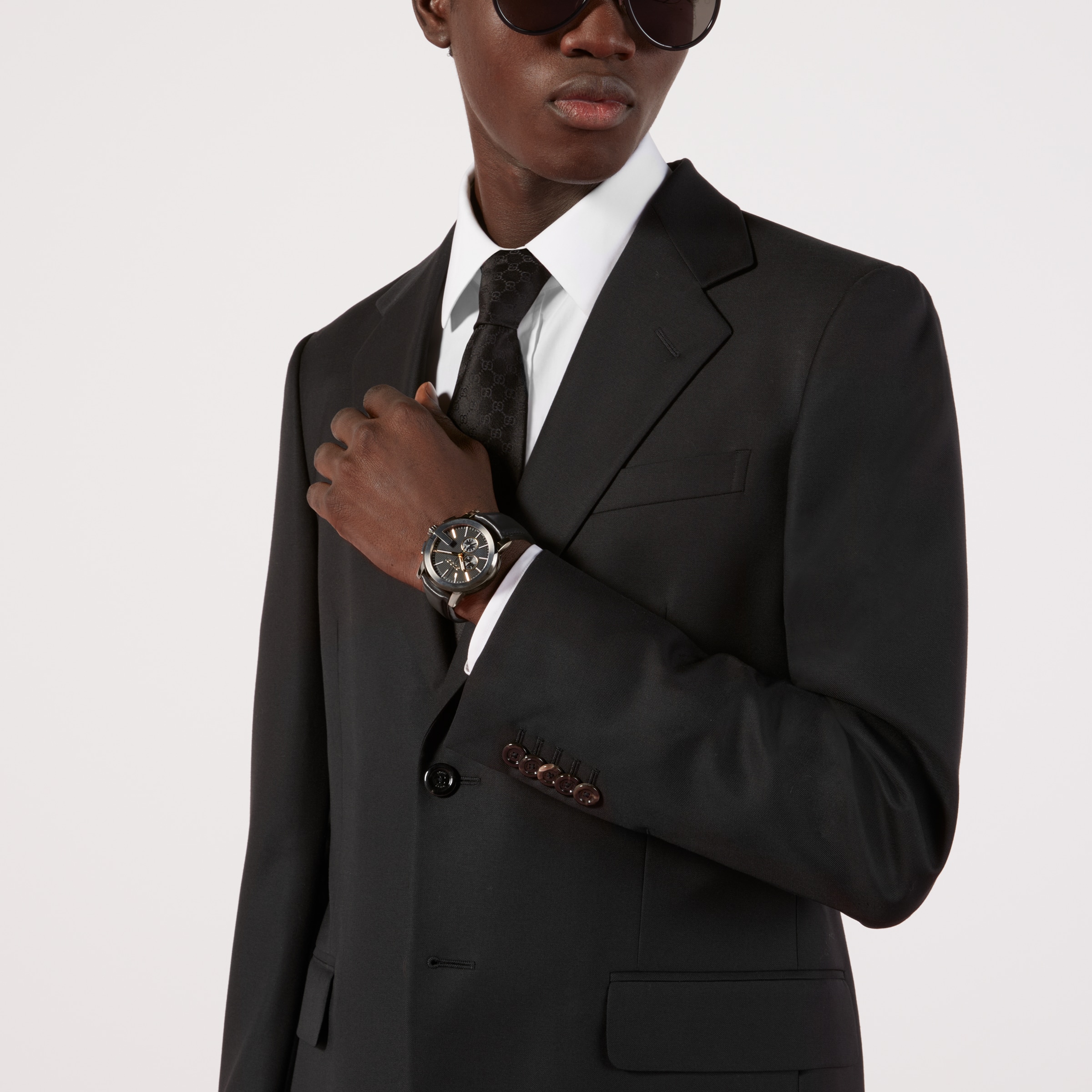 Black Leather G-Chrono Watch, 44mm | GUCCI® US