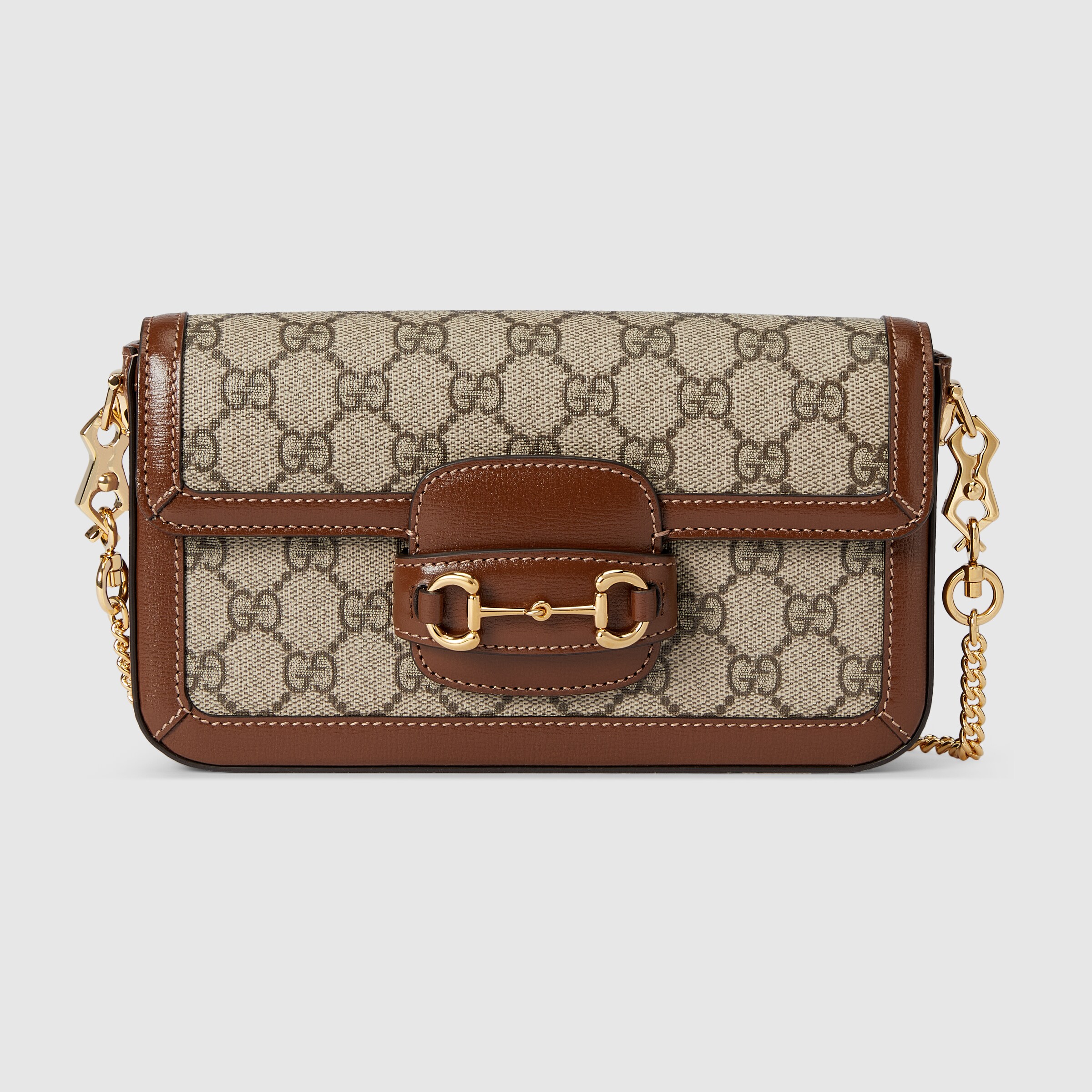 Gucci Horsebit 1955 mini bag in beige and ebony Supreme | GUCCI® US