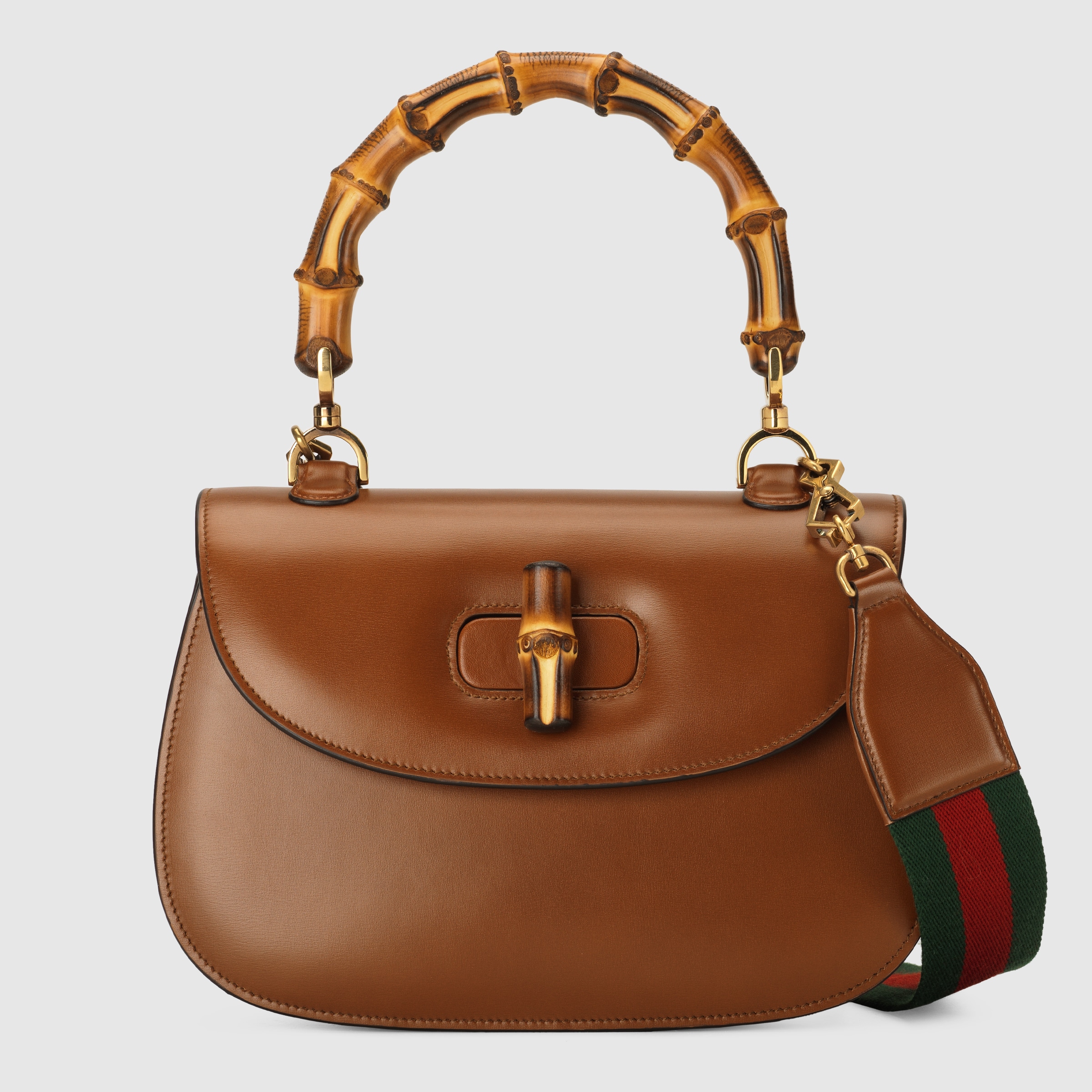 Bolsa mediana con asa Gucci Bamboo 1947 inpiel café | GUCCI® MX