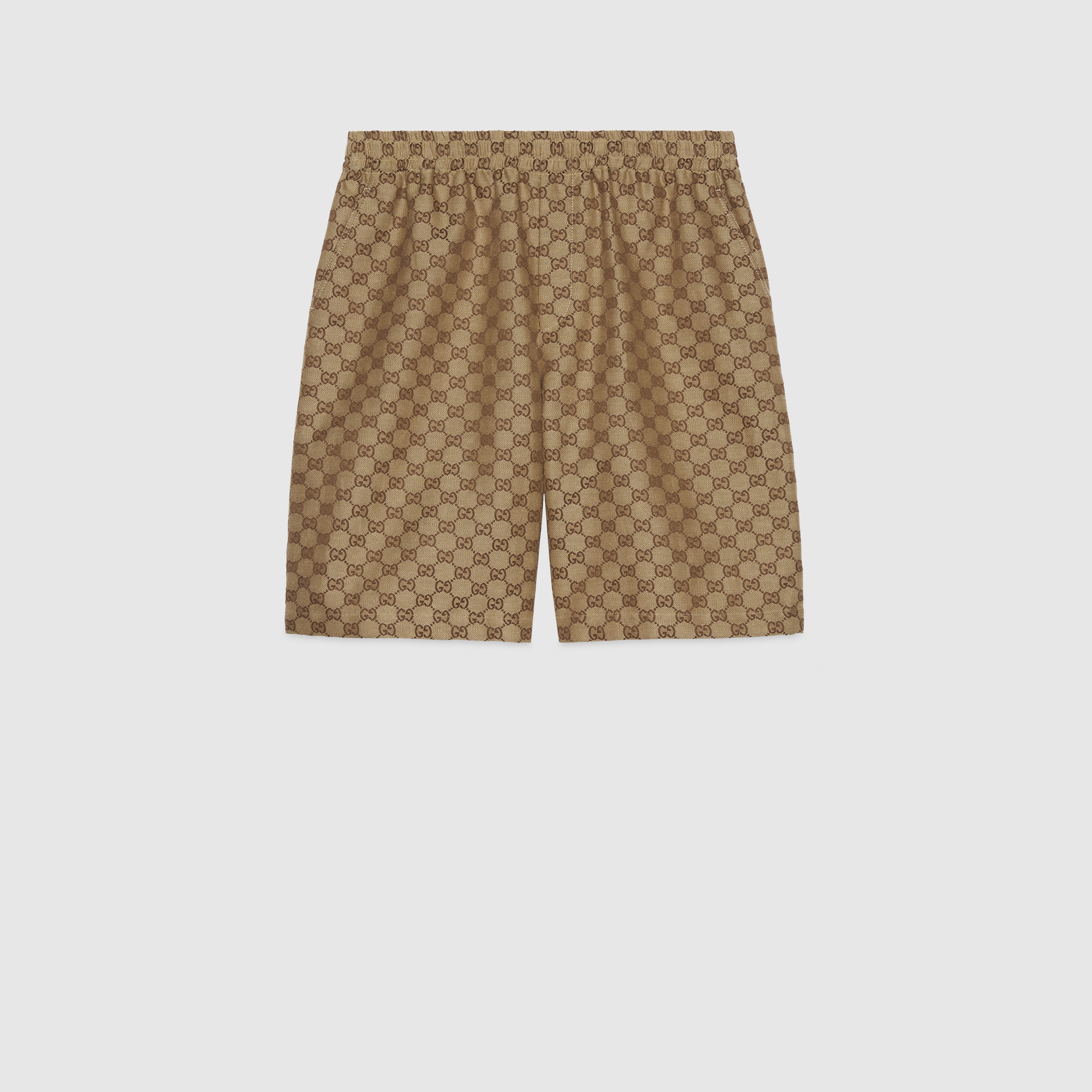 Short de lino y GG Supreme en beige y ébano | GUCCI® ES