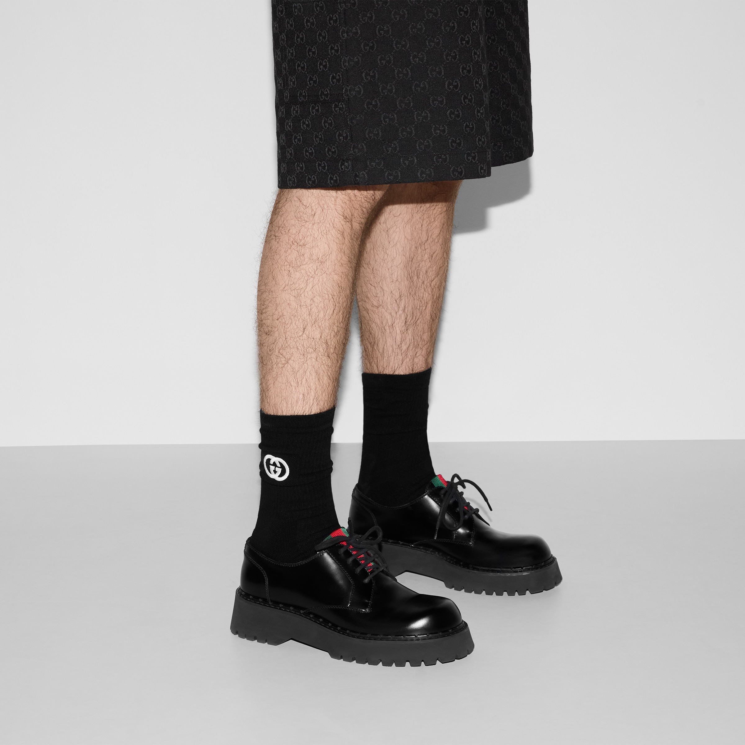 Cotton blend socks with Interlocking G in black | GUCCI® ZA