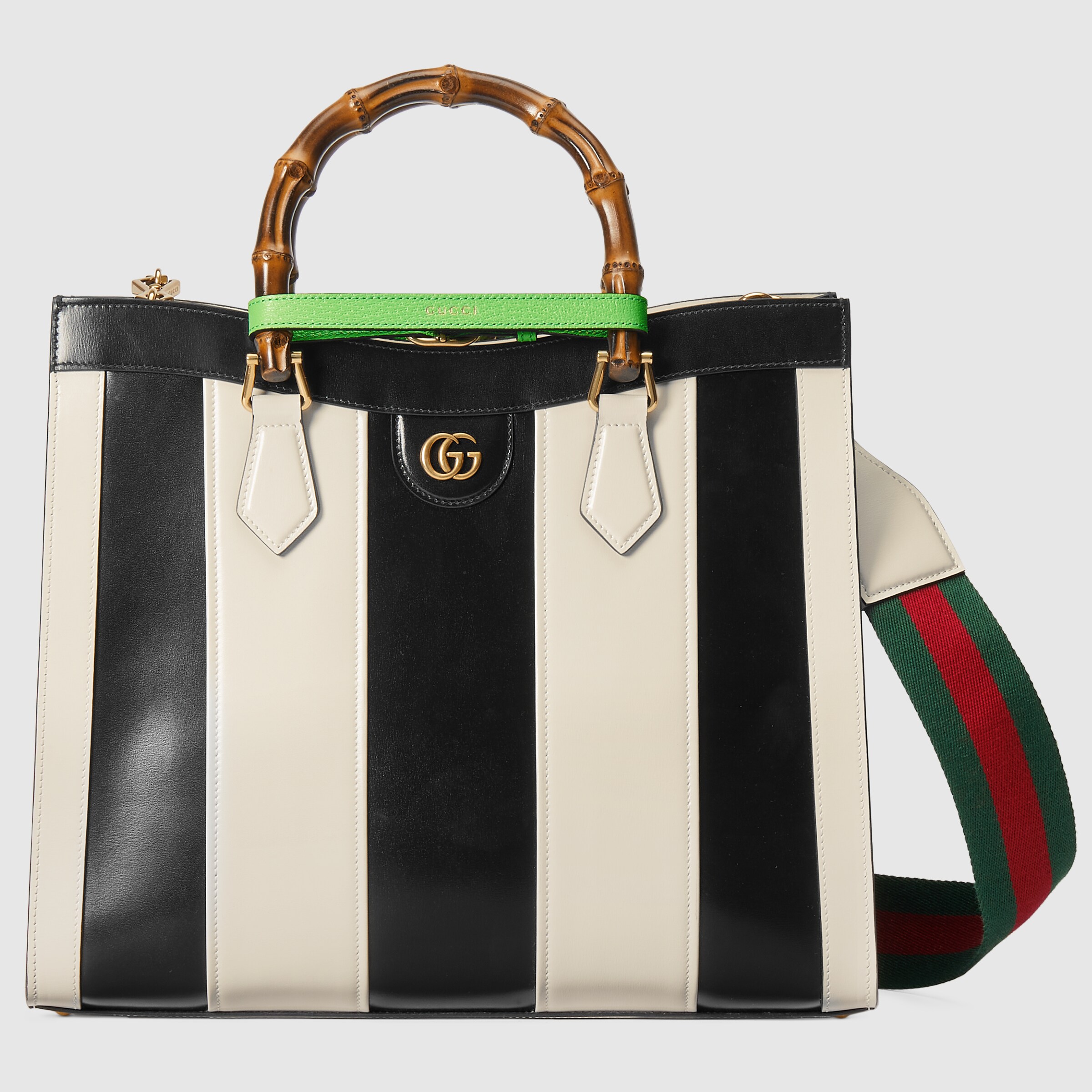Gucci Diana medium tote bag in black and white leather | GUCCI® UK