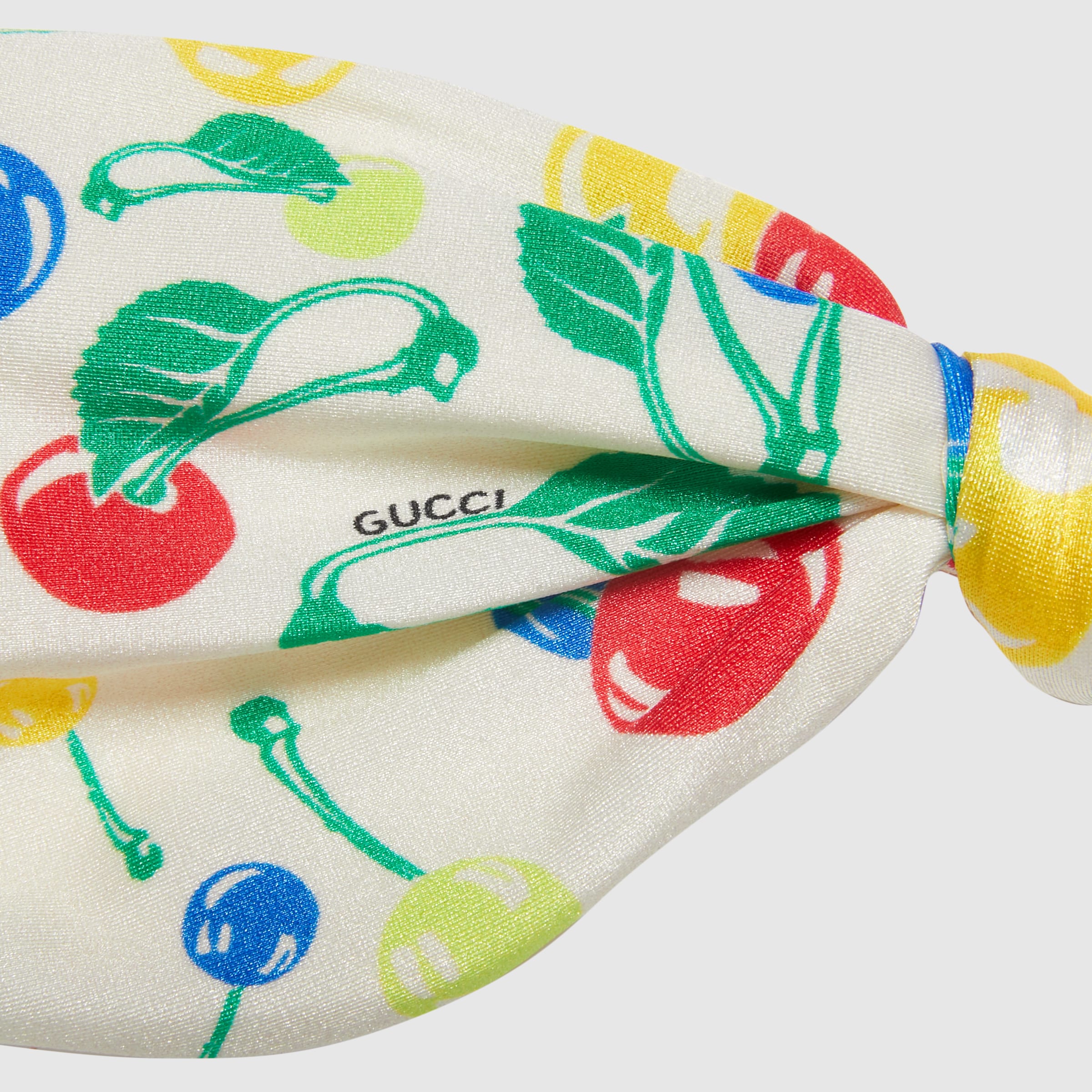 Gucci cherries print jersey bikini set in ivory | GUCCI® Australia