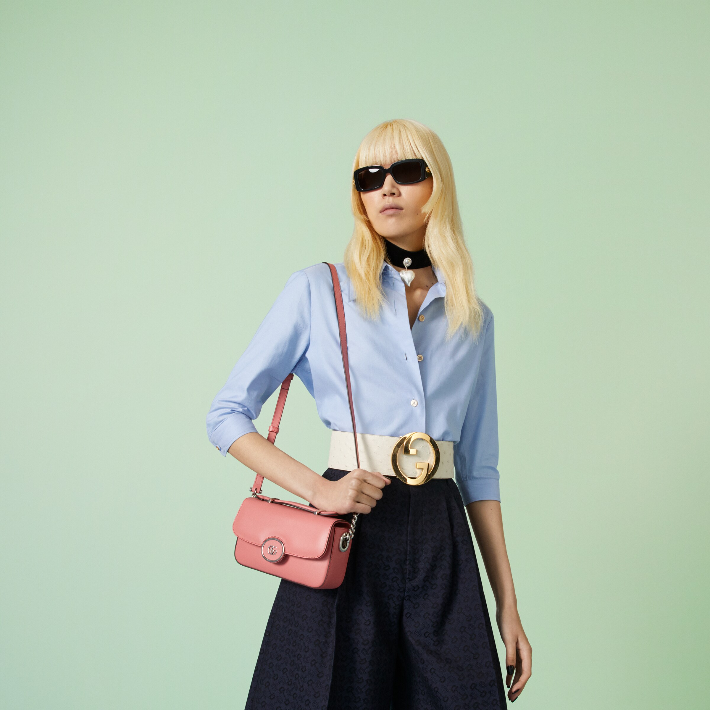 Petite GG mini shoulder bag in pink leather | GUCCI® Canada