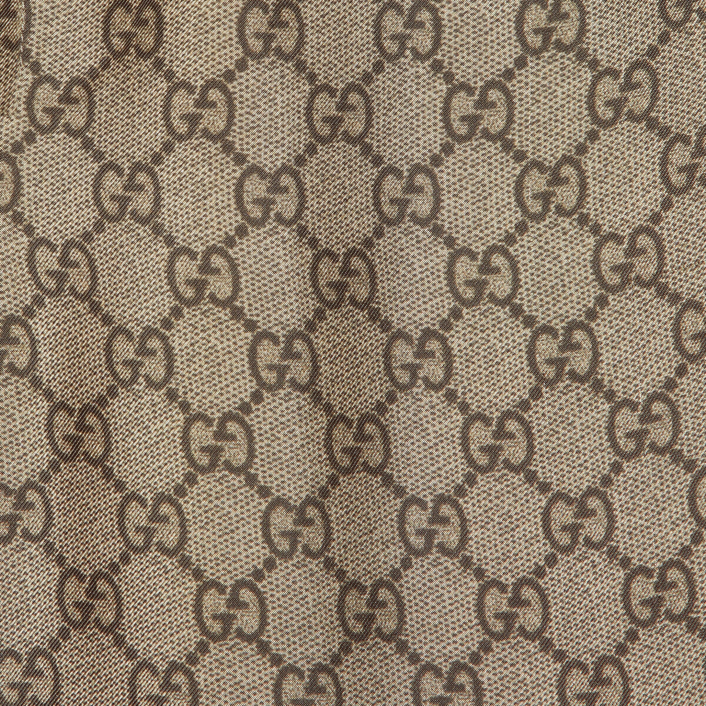 GG Supreme print silk pant in beige and ebony | GUCCI® US