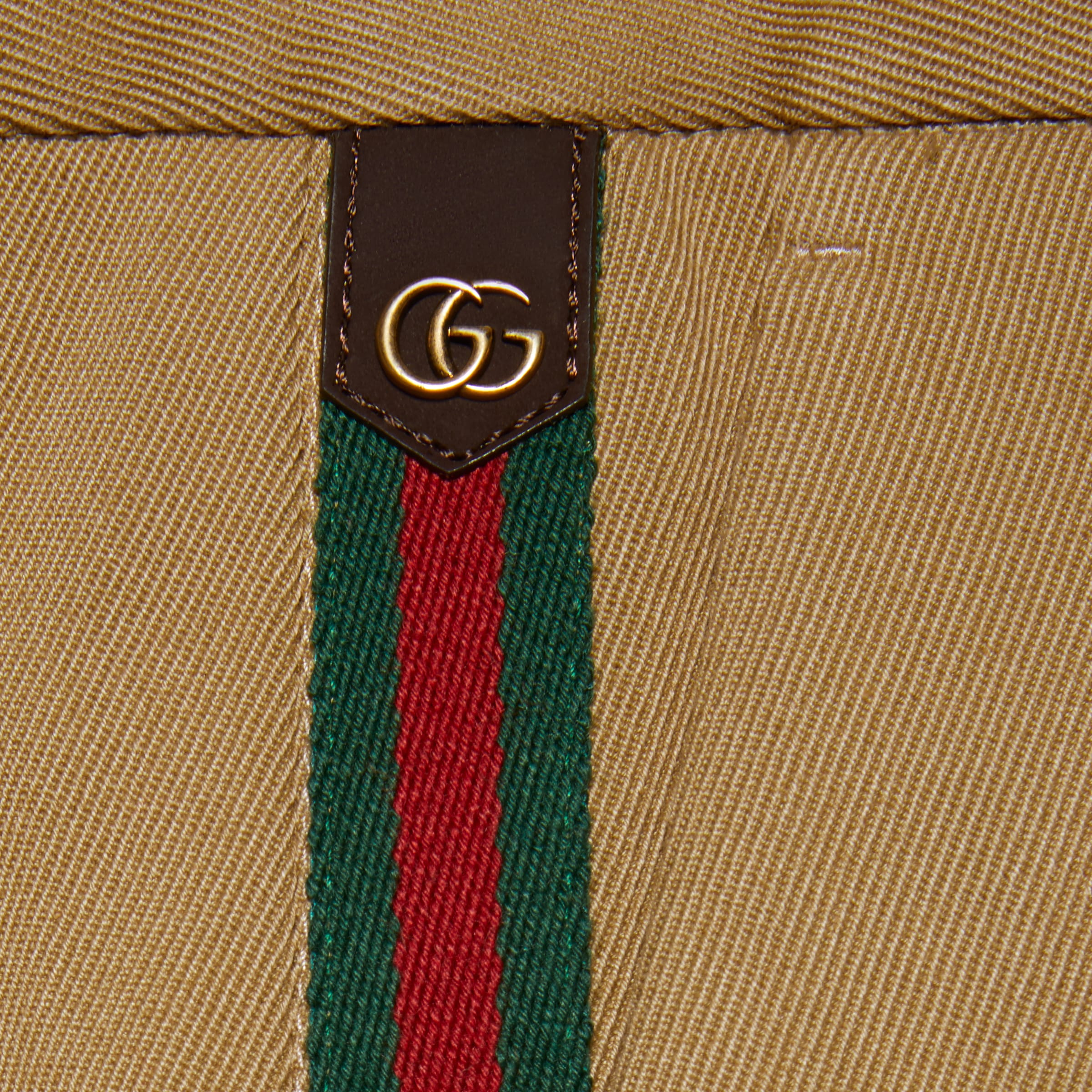 ウェブ ストライプ コットン アンクルパンツライトブラウン | GUCCI公式