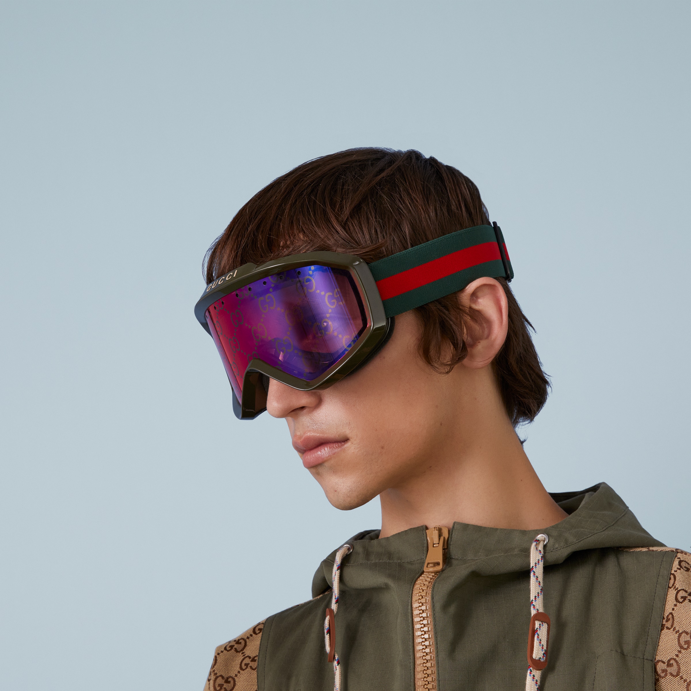 Gucci ski goggles in green injected | GUCCI® US