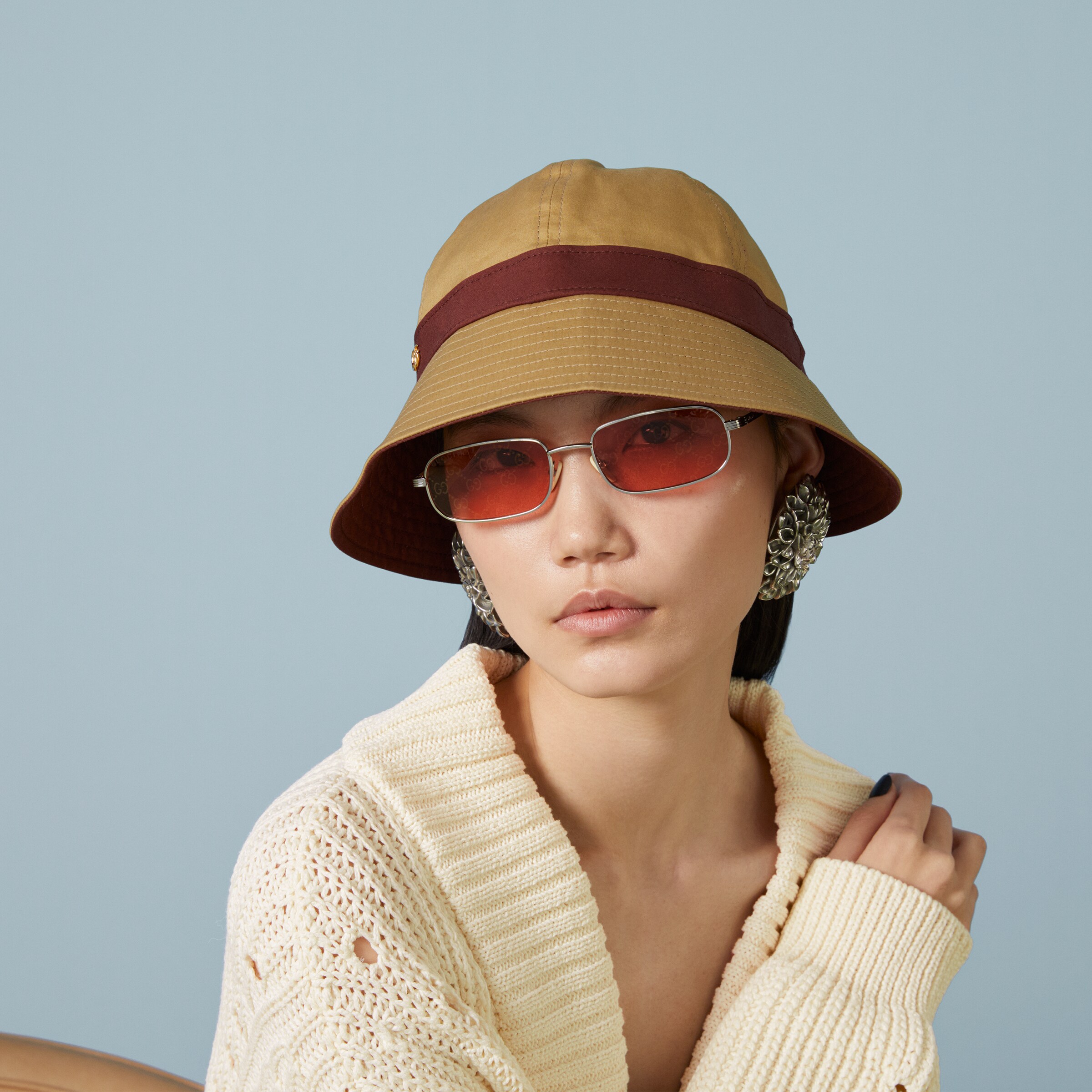 Rectangular Frame Sunglasses In Silver Toned Metal Gucci® Canada