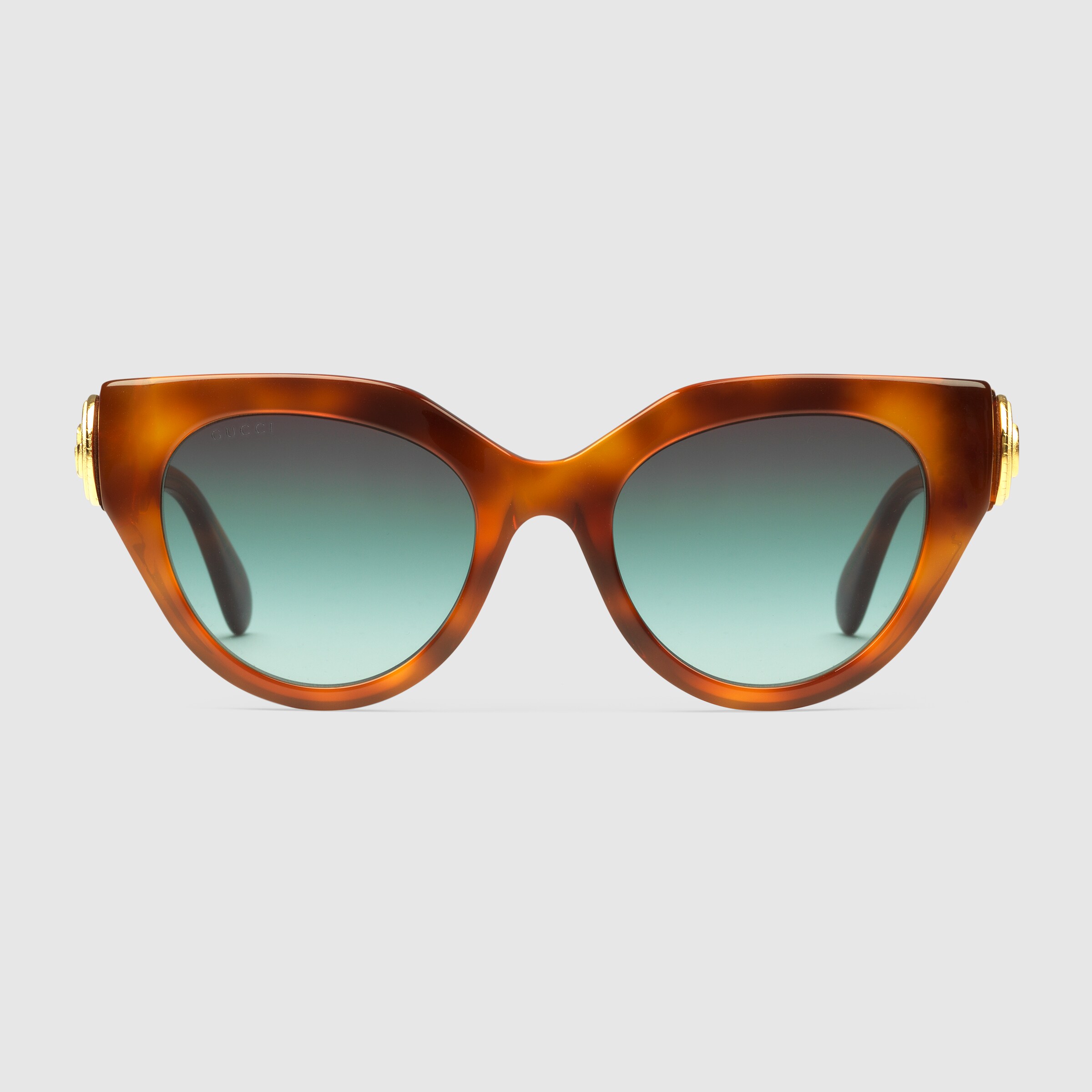 Cat-eye frame sunglasses in light tortoiseshell acetate | GUCCI® PT