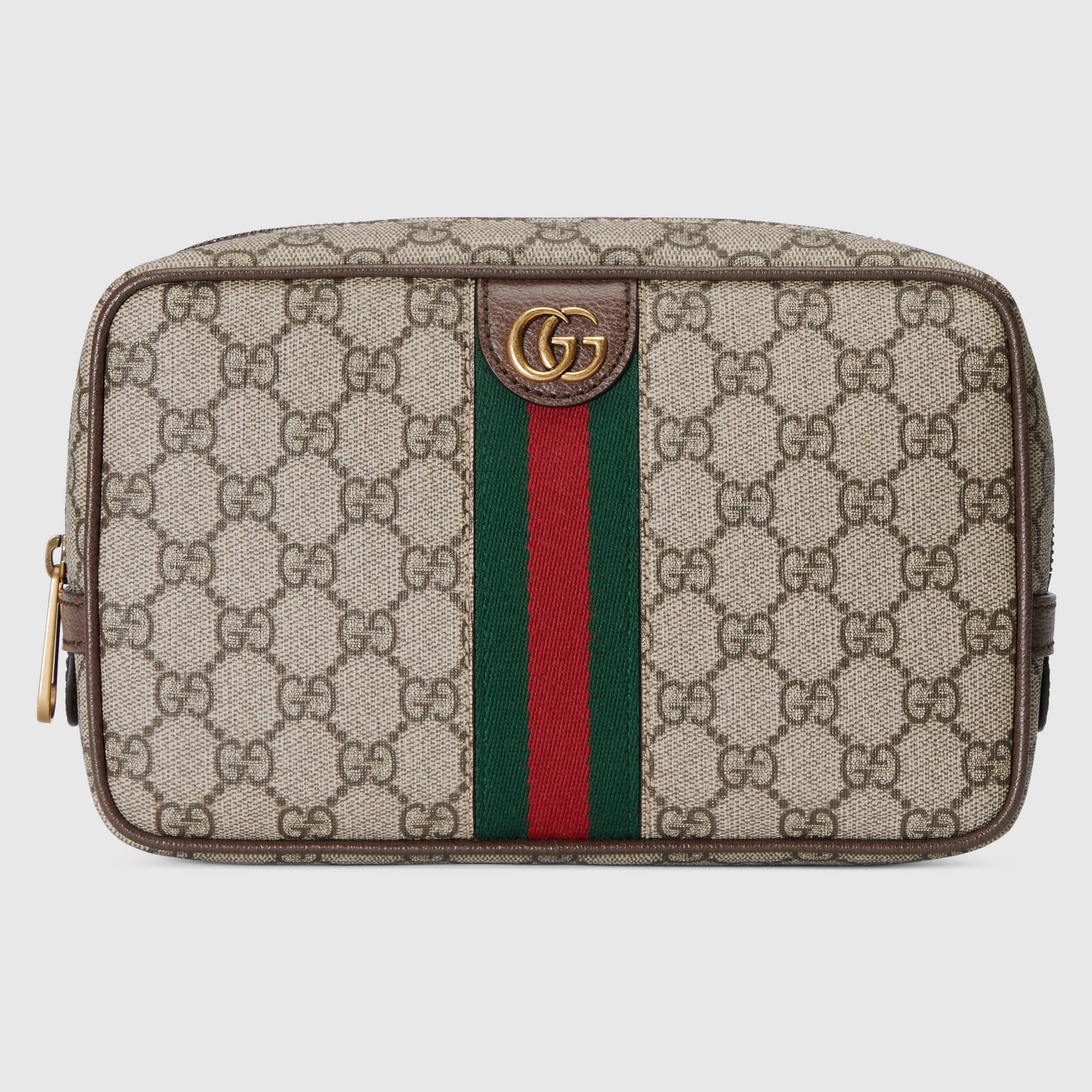 Gucci Savoy toiletry case with Web in beige and ebony Supreme | GUCCI® 香港
